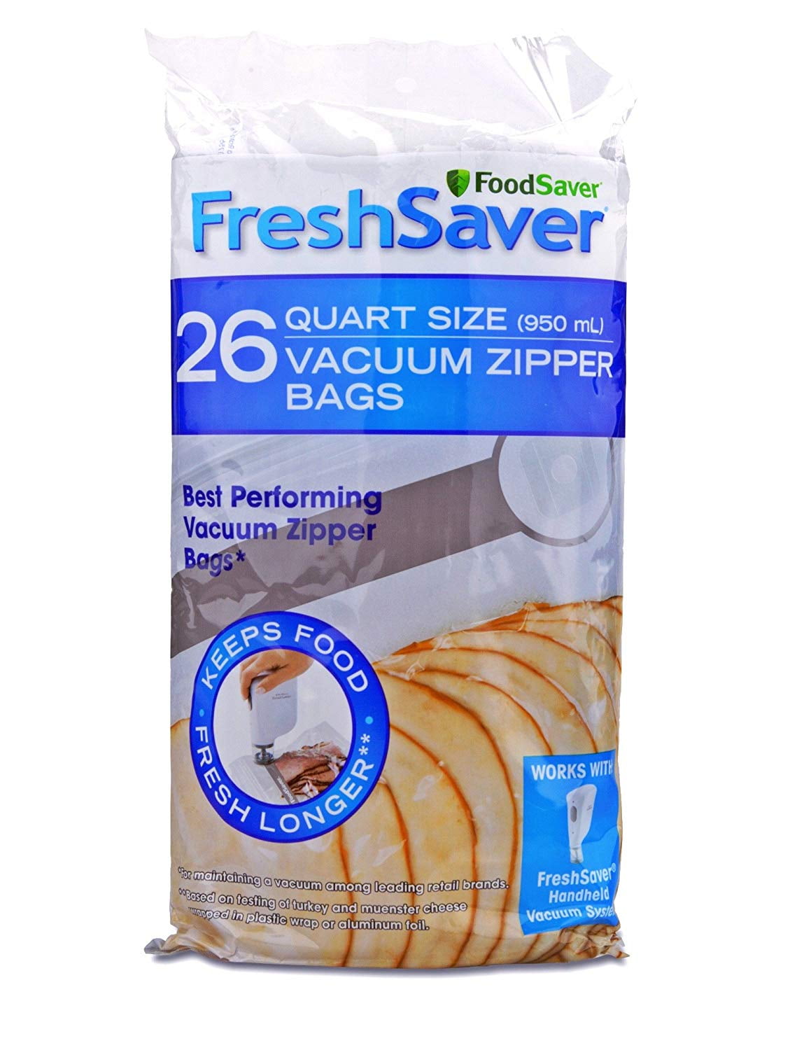 FoodSaver FSFRBZ0236-000R 1-Quart FreshSaver Vacuum Zipper Bags, 2pk of ...