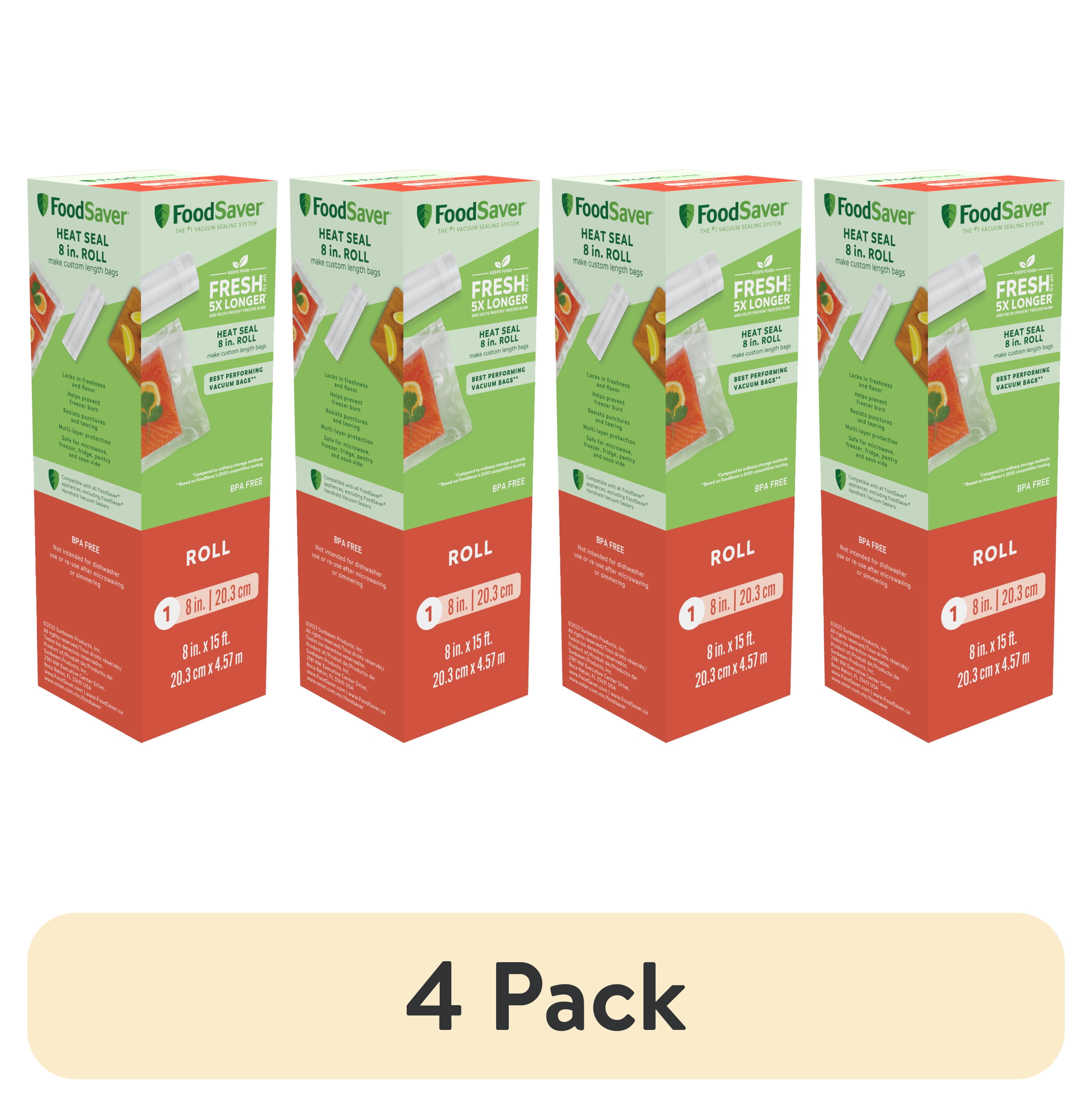 (4 pack) FoodSaver Heat Seal 8 in. Vacuum Seal Roll, 8" x 15', 1 Pack ...