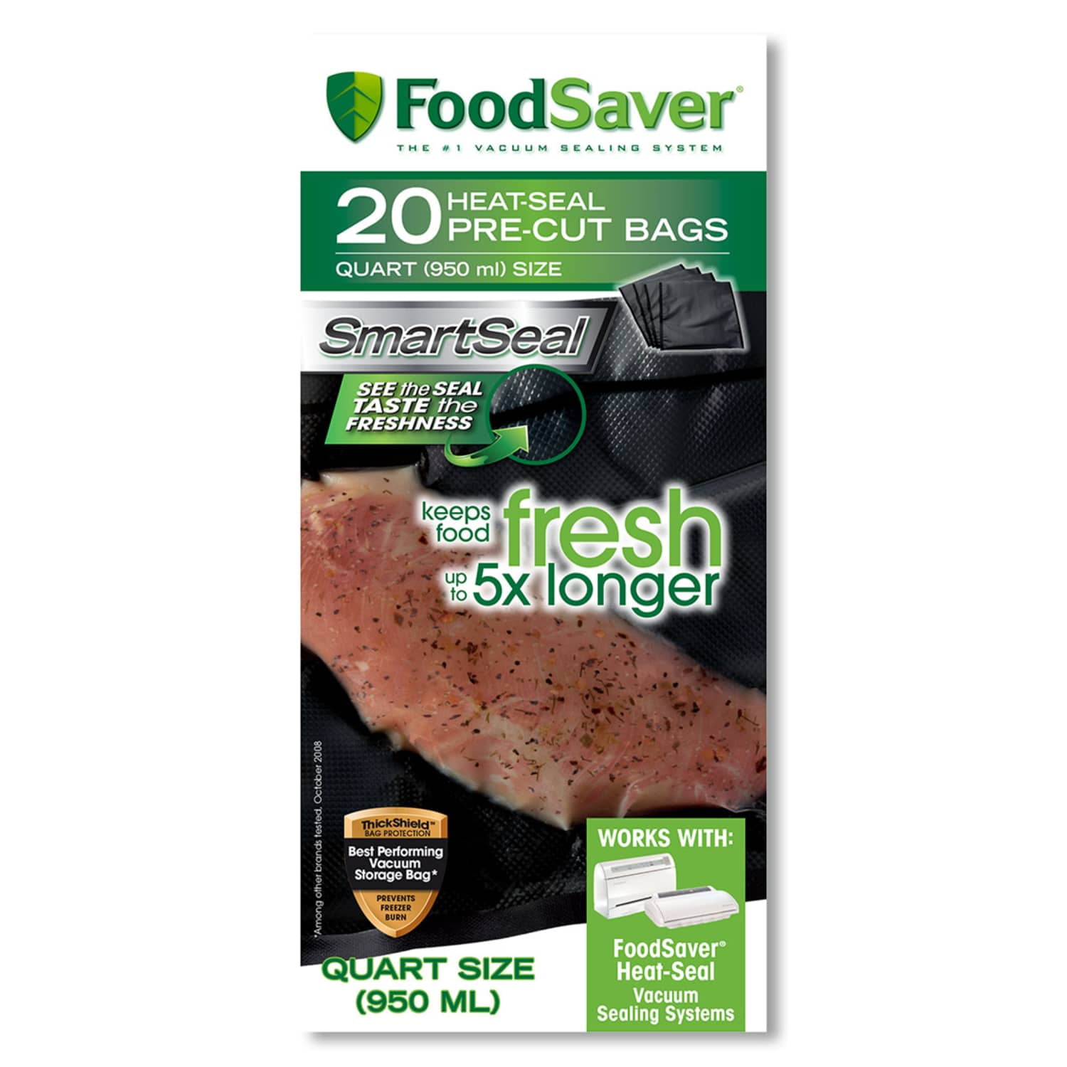 FoodSaver 1-Quart Precut Vacuum Seal Bags with BPA-Free Multilayer ...