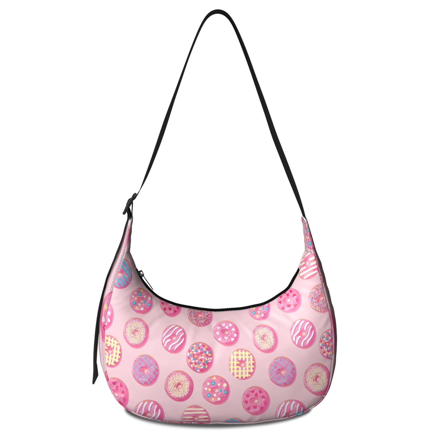 Foodie Donut Print Crossbody Tote for Women, Colorful Dessert Shoulder ...