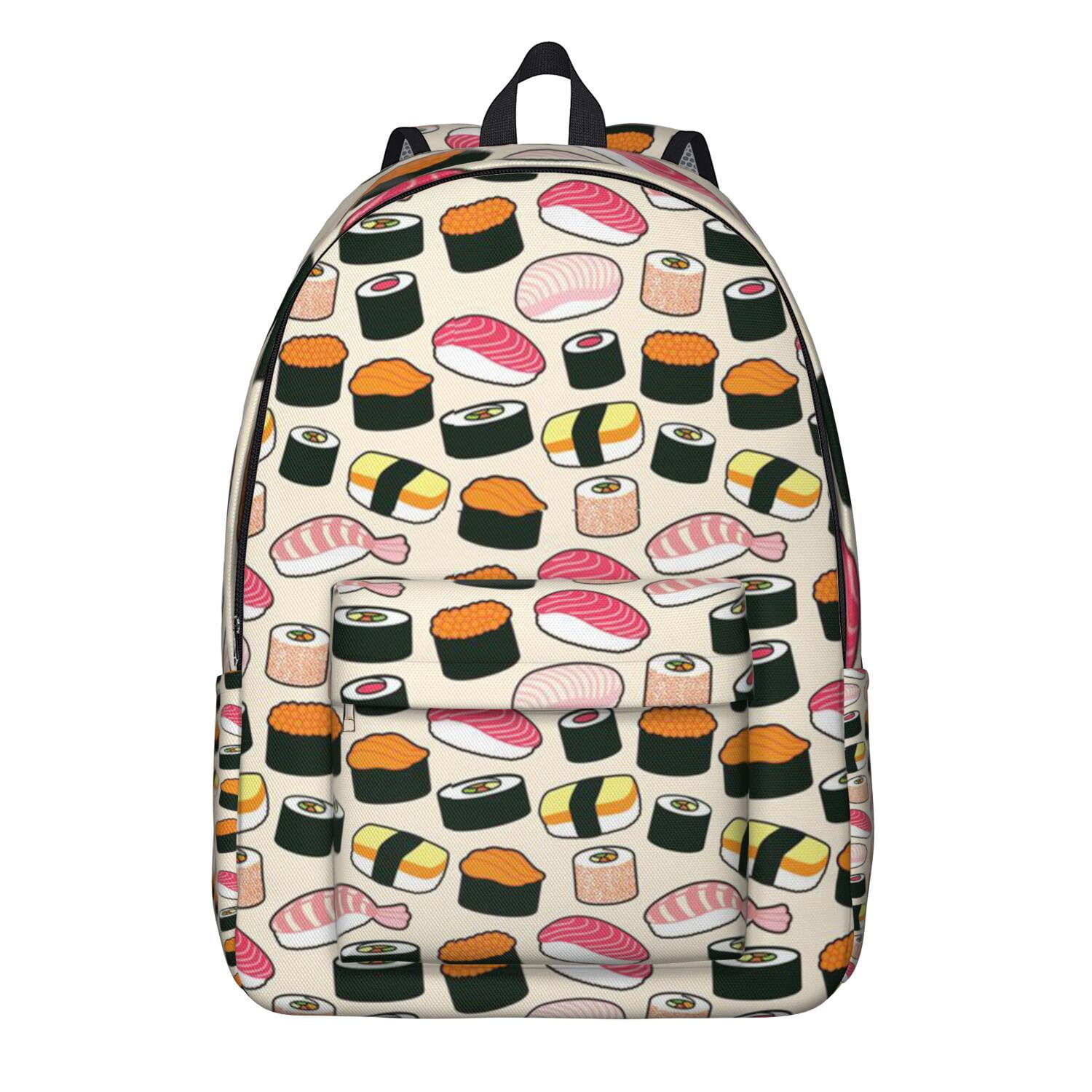 Foodie Sushi Roll Pattern School Backpack, Japanese Food Theme Vintage ...