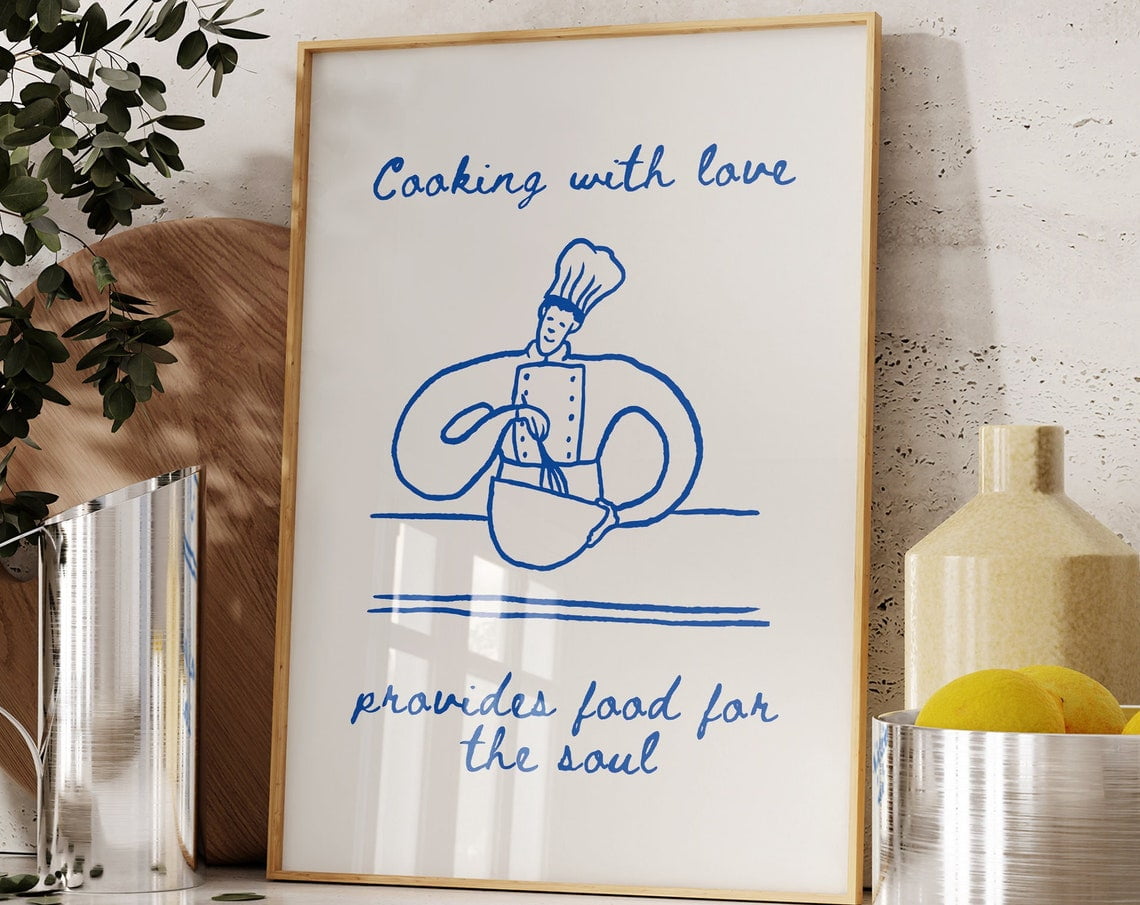 Foodie Wall Art, Cute Kitchen Aesthetic Kitchen Decor, Cooking Art ...