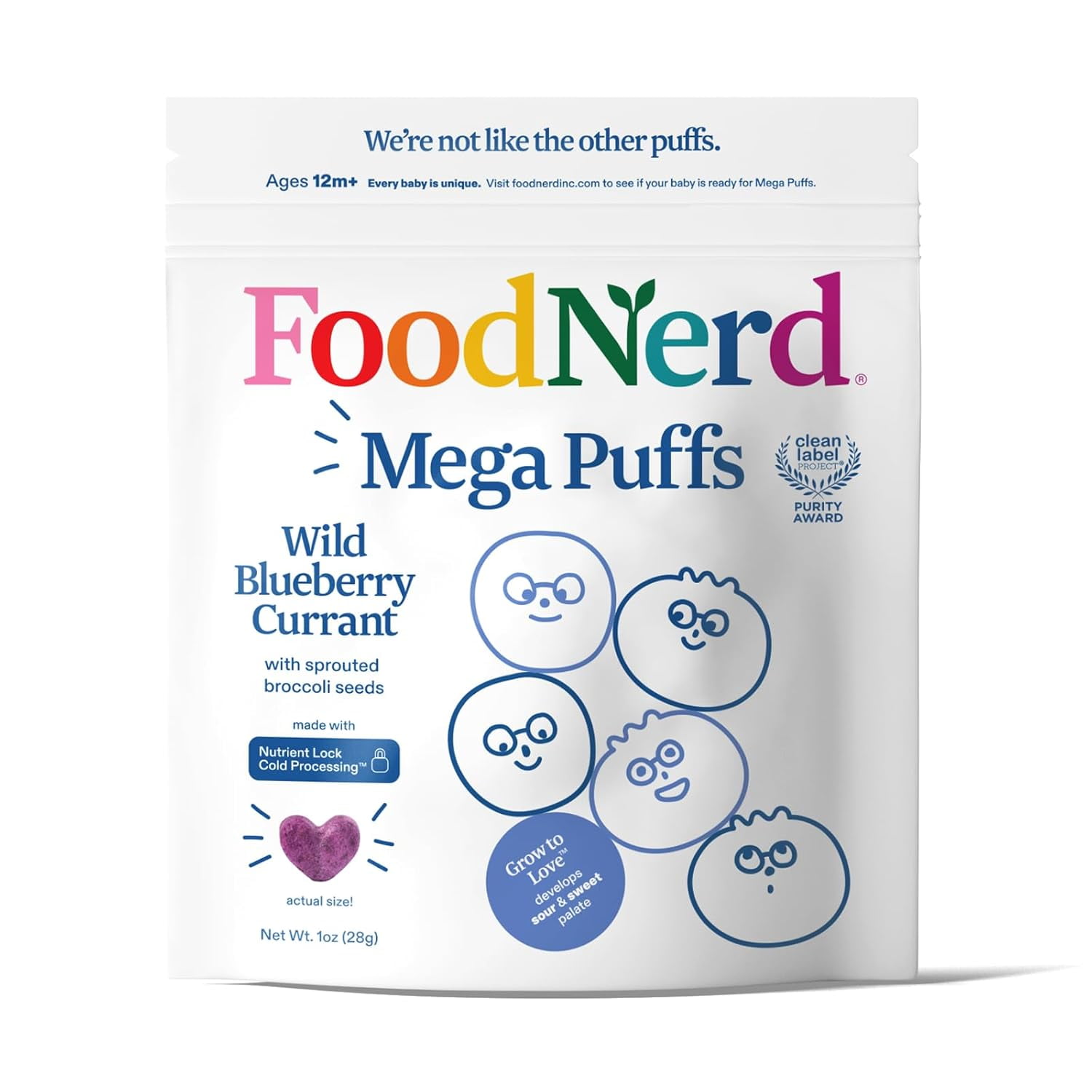 Foodnerd Blue Mega Puffs - Wild Blueberry Currant w/Sprouted Broccoli ...