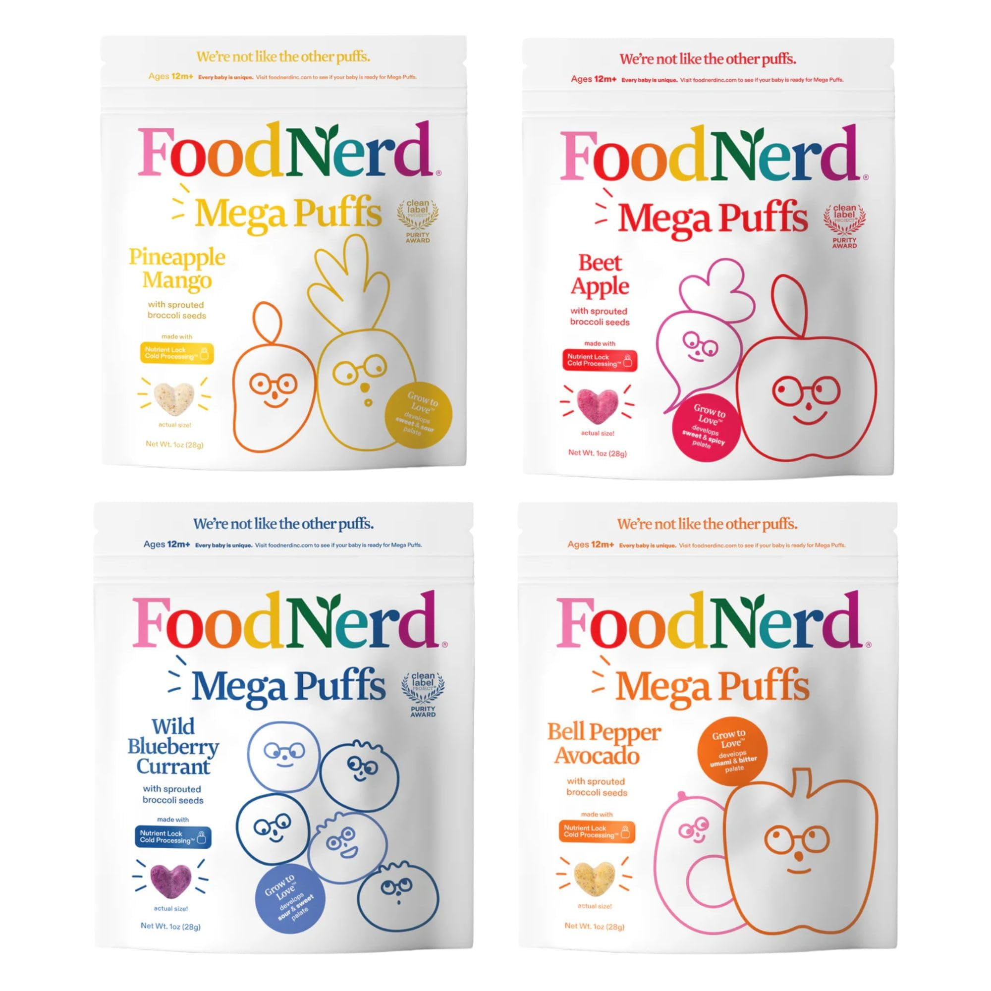 Foodnerd Mega Puffs Trial MZF22 Pack - Yellow, Blue, Red, and Orange ...
