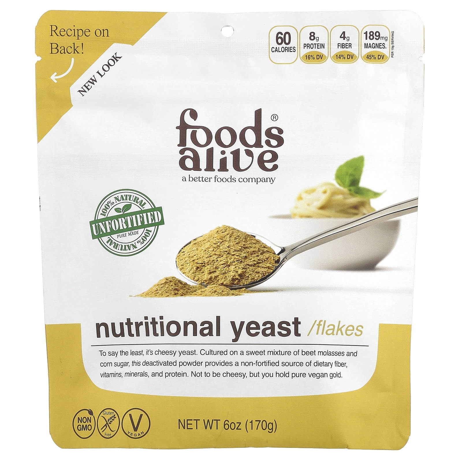 Foods Alive Non-Fortified Nutritional Yeast, 6 oz - Vegan, Gluten Free ...