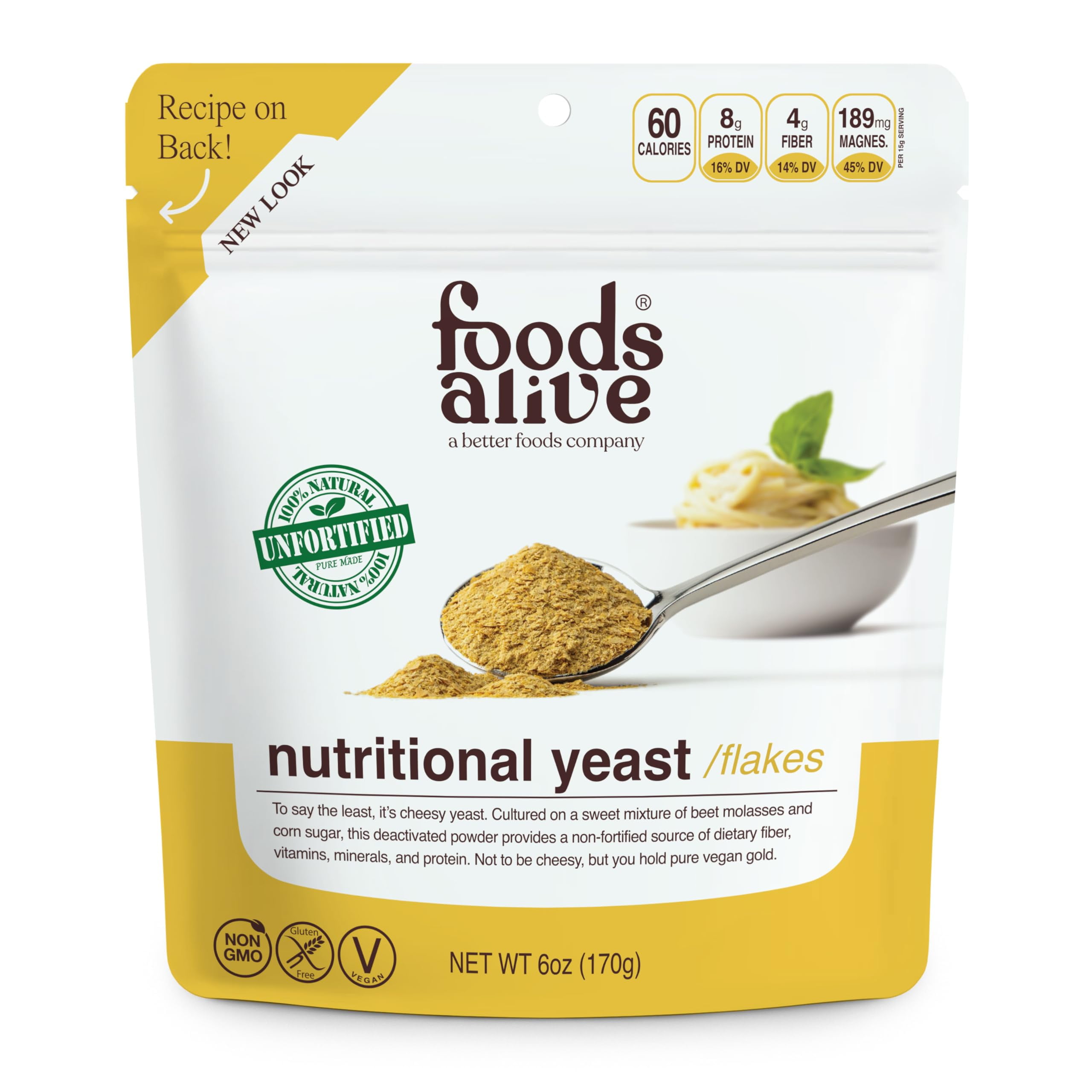 Foods Alive Non-Fortified Premium Nutritional Yeast Flakes, 6 Ounce ...