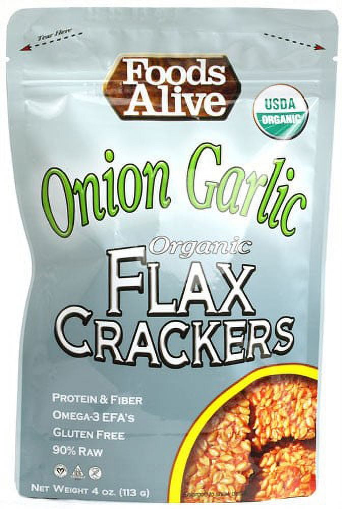 Foods Alive Onion Garlic Flax Crackers, 4 Oz - Walmart.com