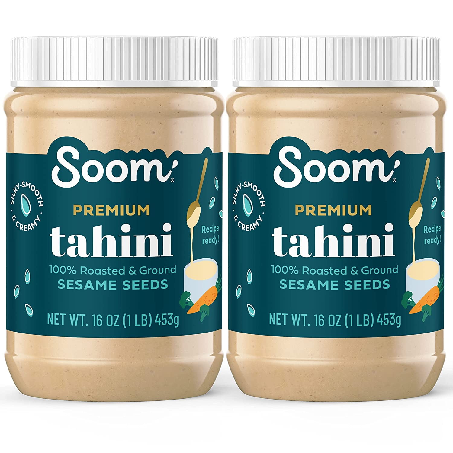 Foods Ground Premium Sesame Tahini Paste 16oz (2 Pack) | Silky Smooth ...