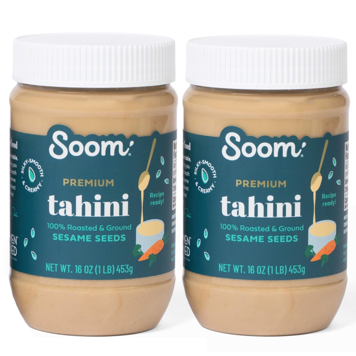 Foods Ground Premium Sesame Tahini Paste 16oz (2 Pack) | Silky Smooth ...