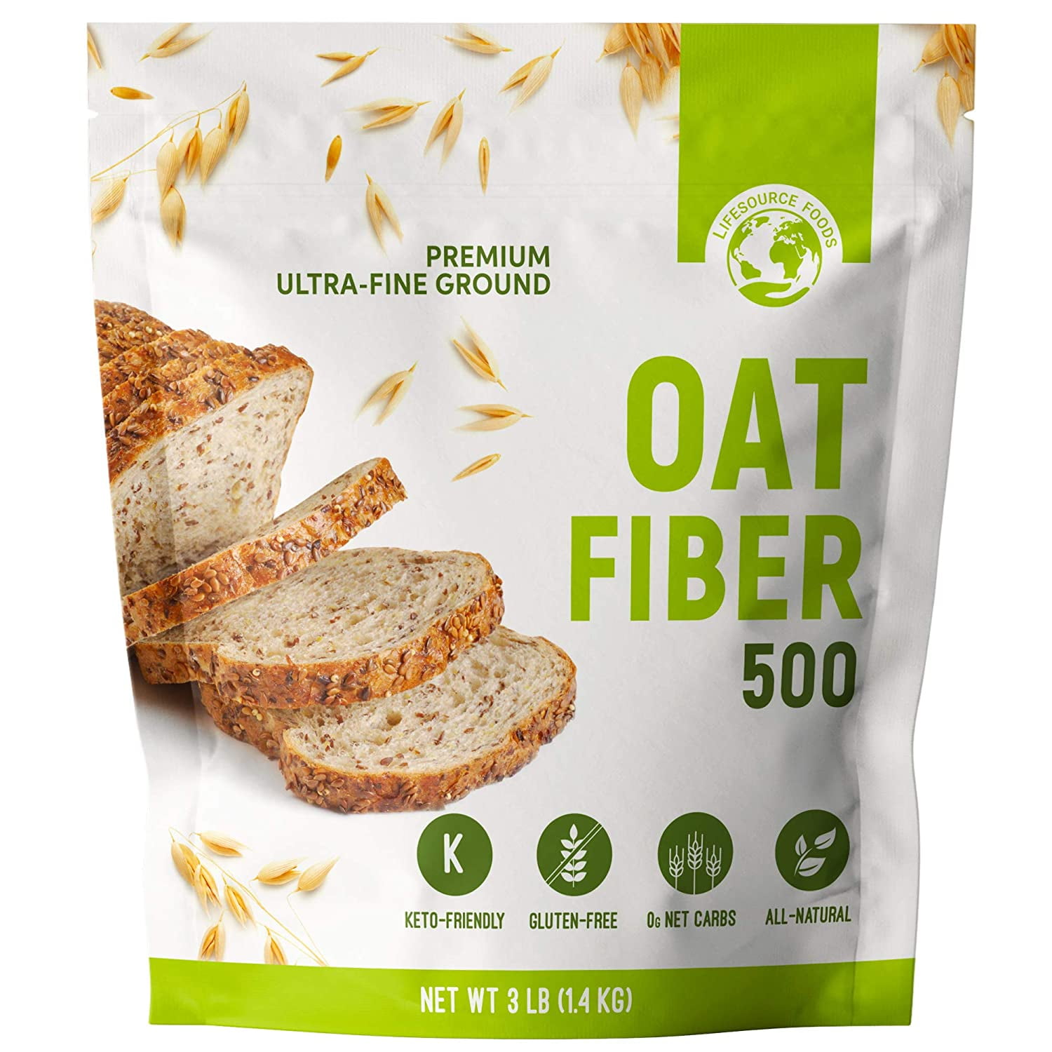 Foods Oat Fiber 500 3 Lb All Natural Gluten Free Zero Carb Fiber Source For Low Carb Baking