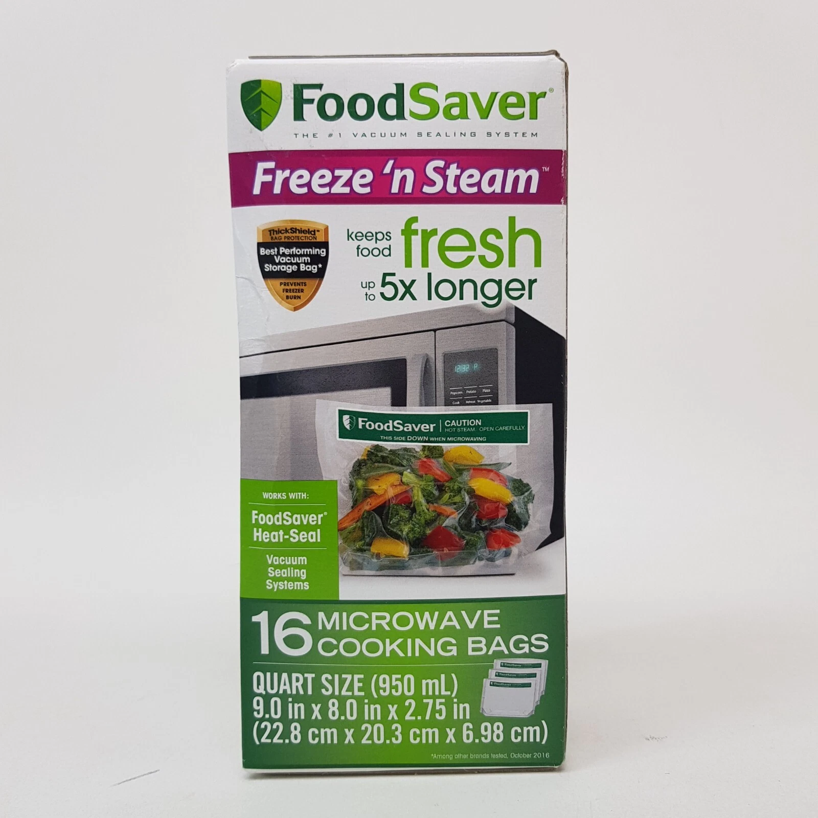 Foodsaver Freeze 'N Steam Microwave 16 Count Quart Vacuum-Seal Cooking ...