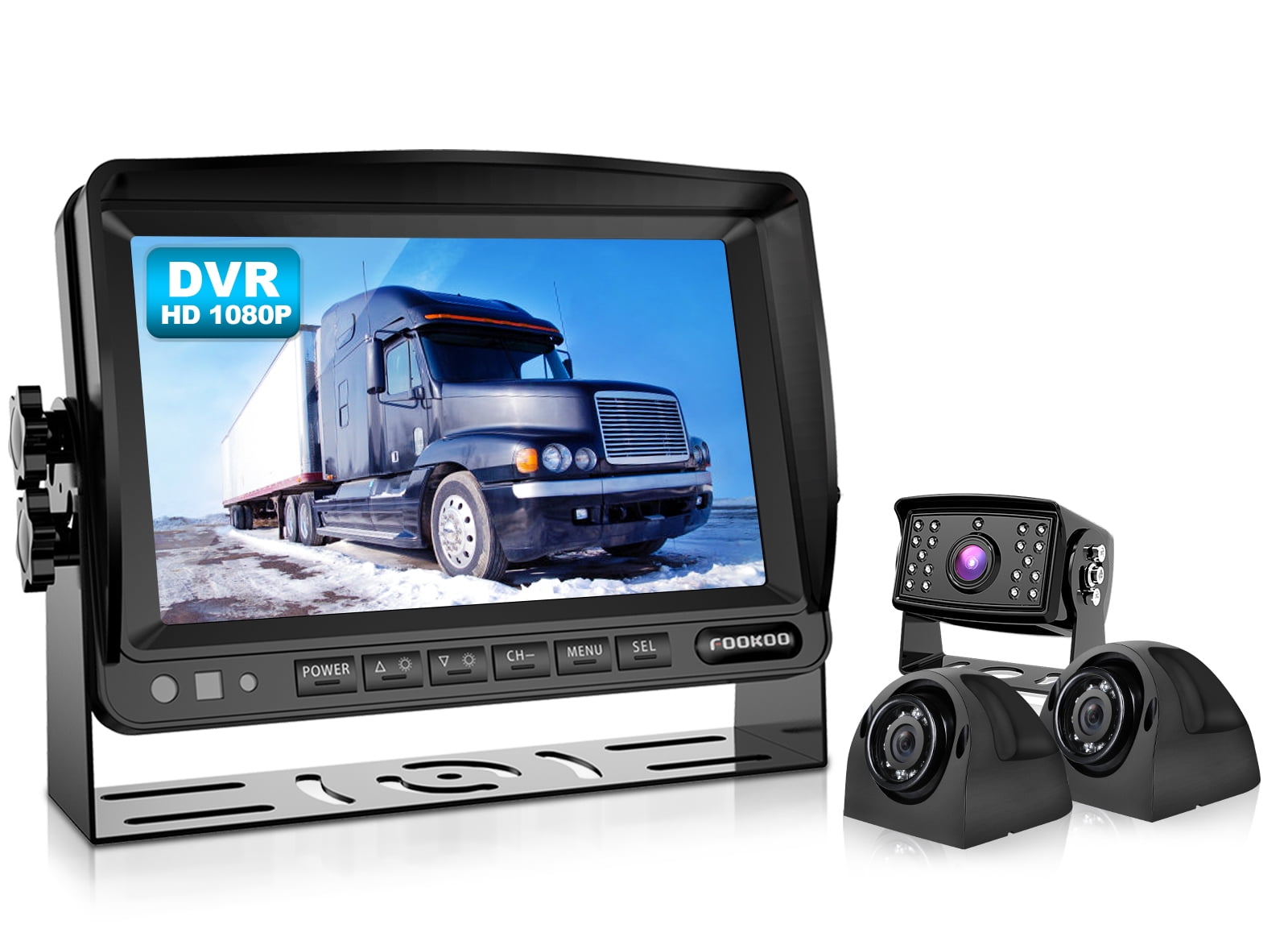 Fookoo Ⅱ 7" 1080P Wired RV Backup Camera Systems, 7-inch HD Dual Split ...