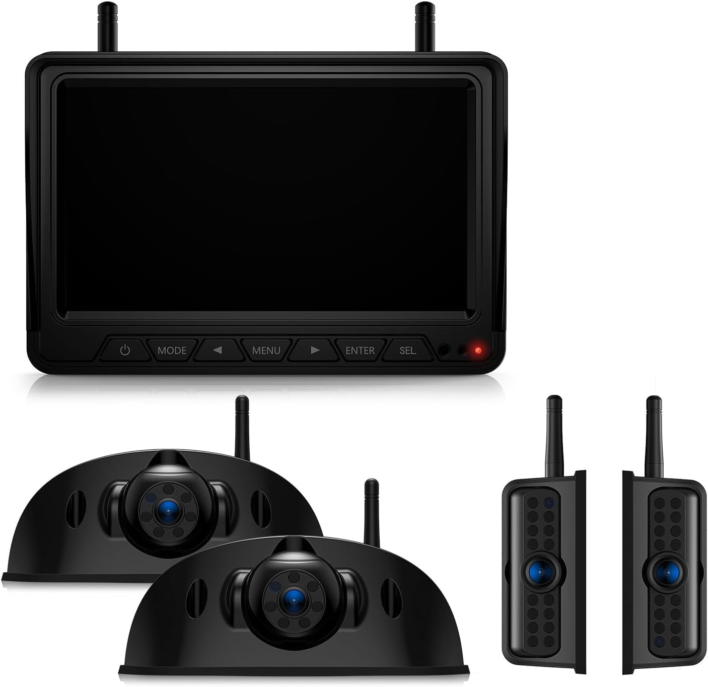 Fookoo 7'' Rv Backup Camera Wireless 2 Rear View + 2 Side Cameras, IR ...