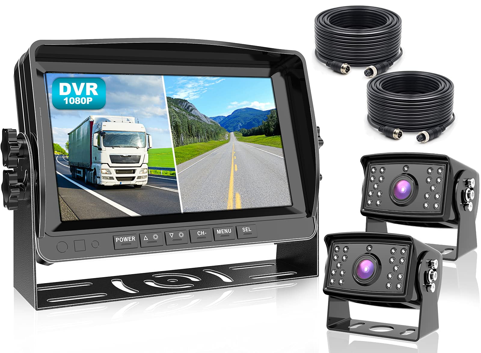 Fookoo Ⅱ HD 1080P 9" Wired Backup Camera System, 9-inch DVR Dual Split ...