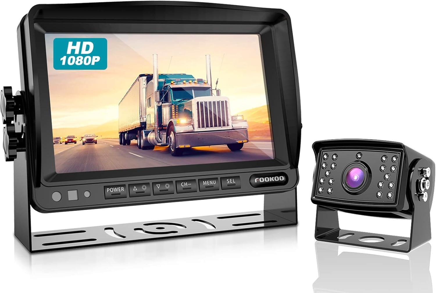 Fookoo ‚Ö° HD 7" Backup Camera Kit, Waterproof RV/Truck Monitor System ...