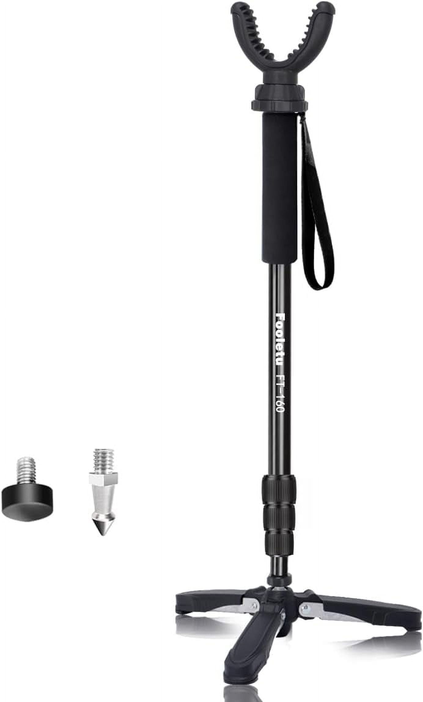 Fooletu Shooting Stick Monopod Hunting Tripod 24"-64" with U Yoke Head ...