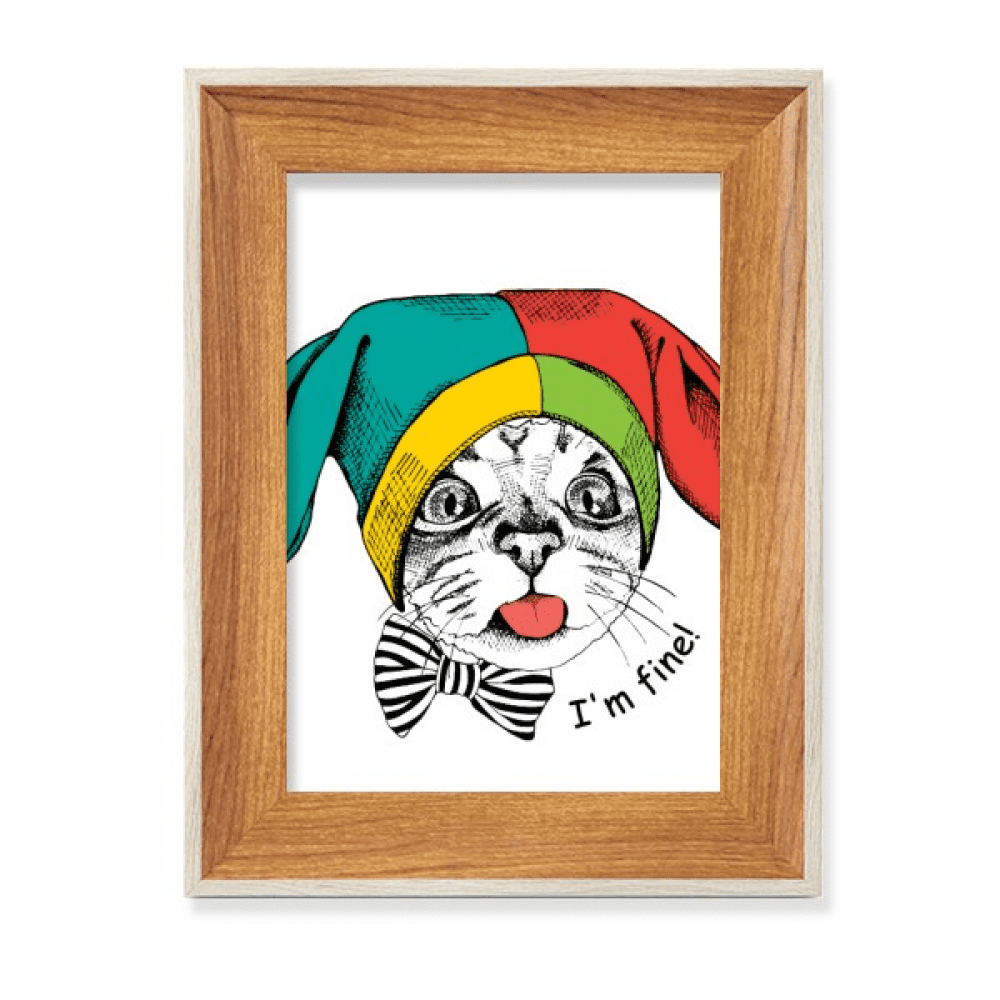 Foolscap I'm Fine Cat Protect Animal Desktop Wooden Photo Frame Display ...
