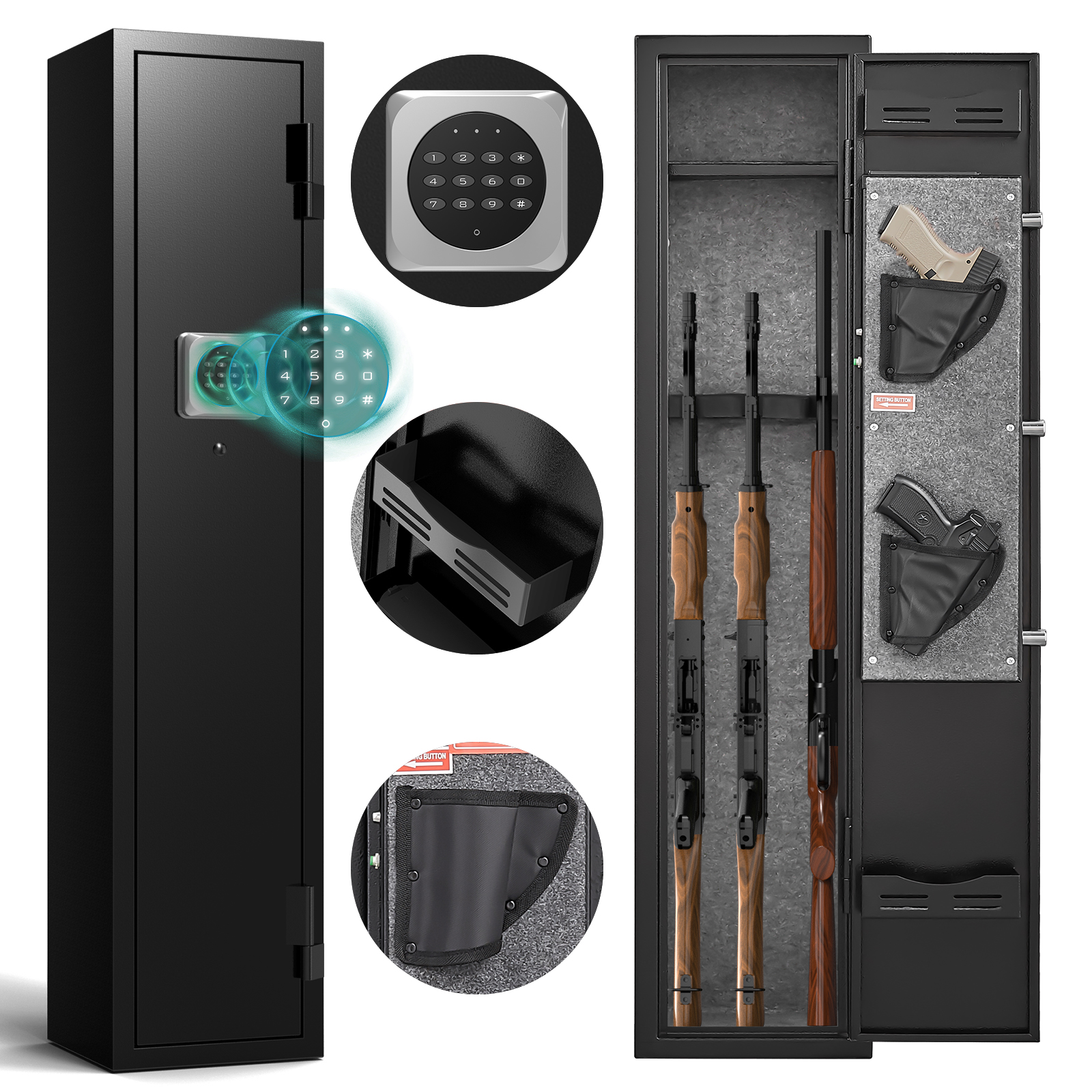 Foorsun 2-4 Gun Safe, 47.24''H*9.84''W*8.66''D, Sturdy Multi-Function ...