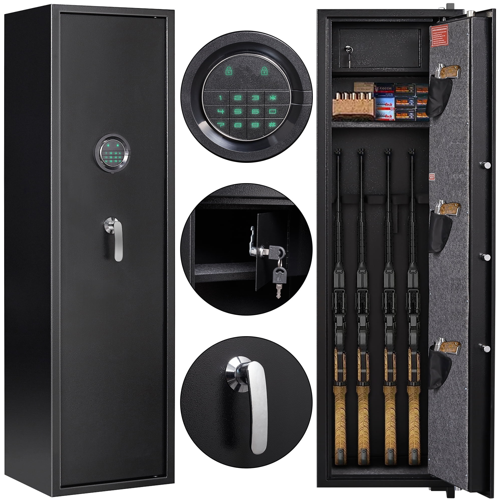 Foorsun 4-5 Rifle Gun Safe, Quick Access Gun Safes & Cabinets with Removable Shelf and Rifle ...