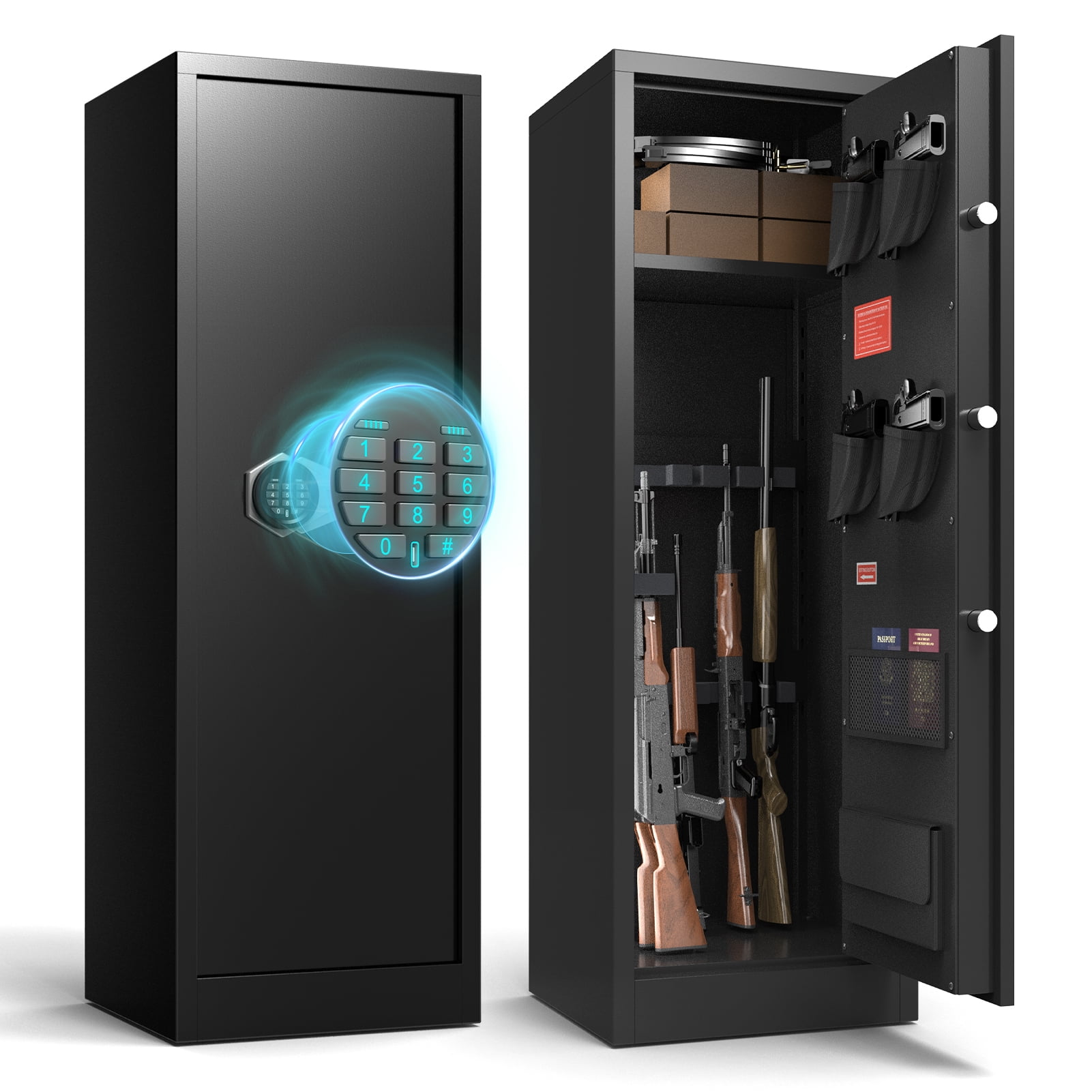 Foorsun 8-10 Large Gun Safe, Digital Lock Gun Cabinet for Pistols ...
