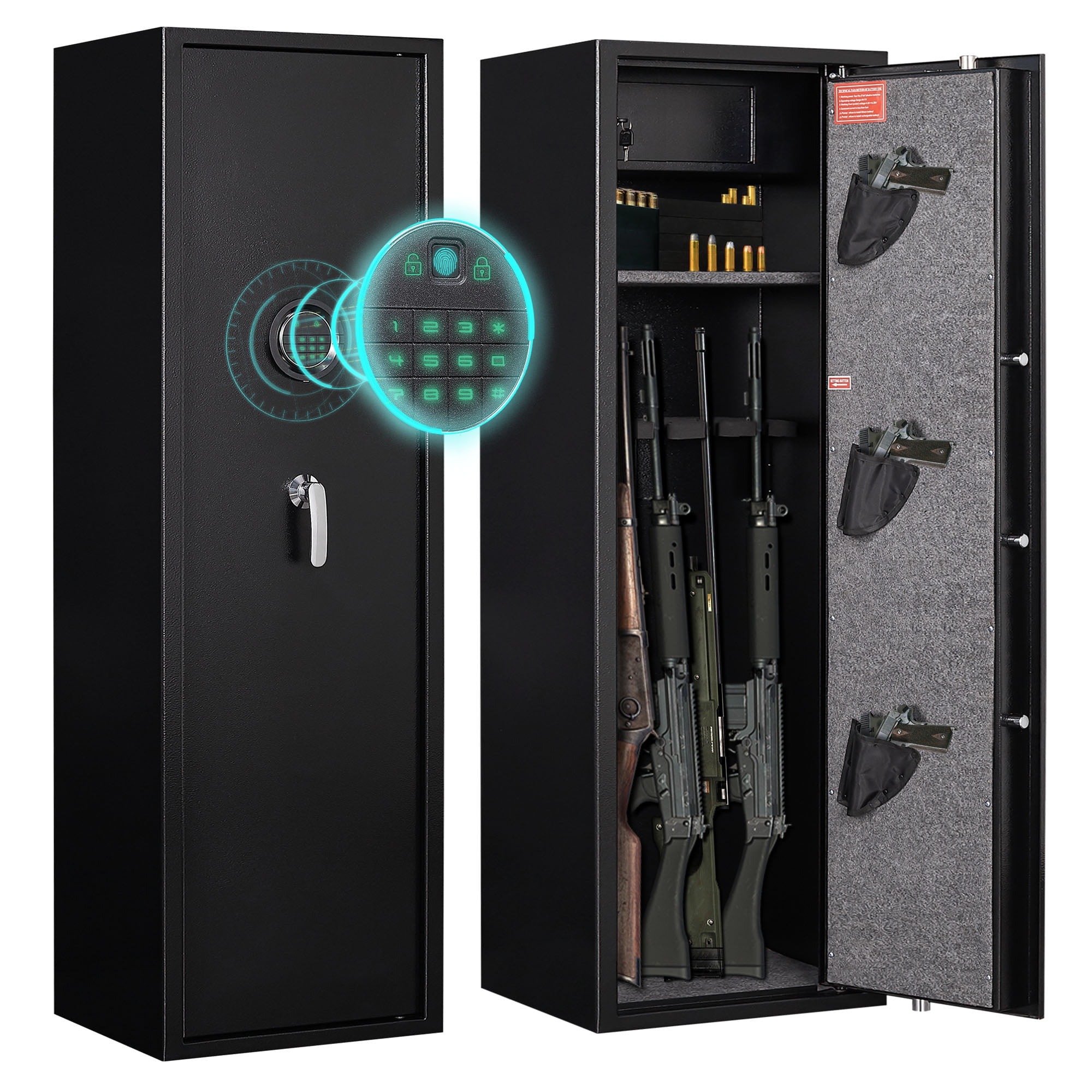 Foorsun Biometric Fingerprint Long Gun Safe, 4~5 Gun Cabinets for ...