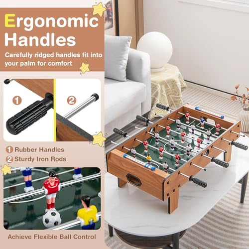 Foosball Table, 27in Mini Football Table Game w/ 2 Footballs, Keepers ...