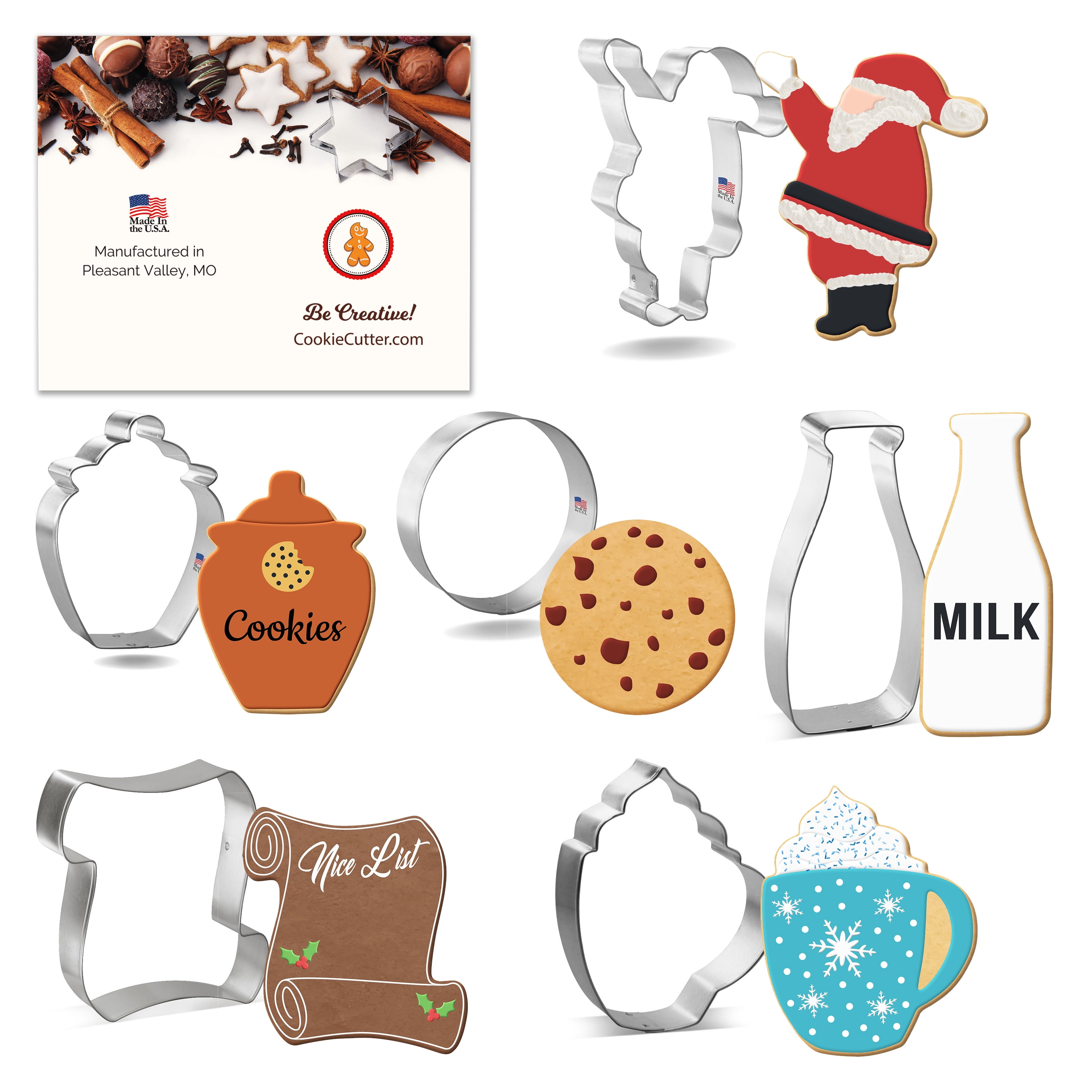 Foose Cookie Cutters 6-Piece Christmas Santa Cookie Cutter Set Metal ...