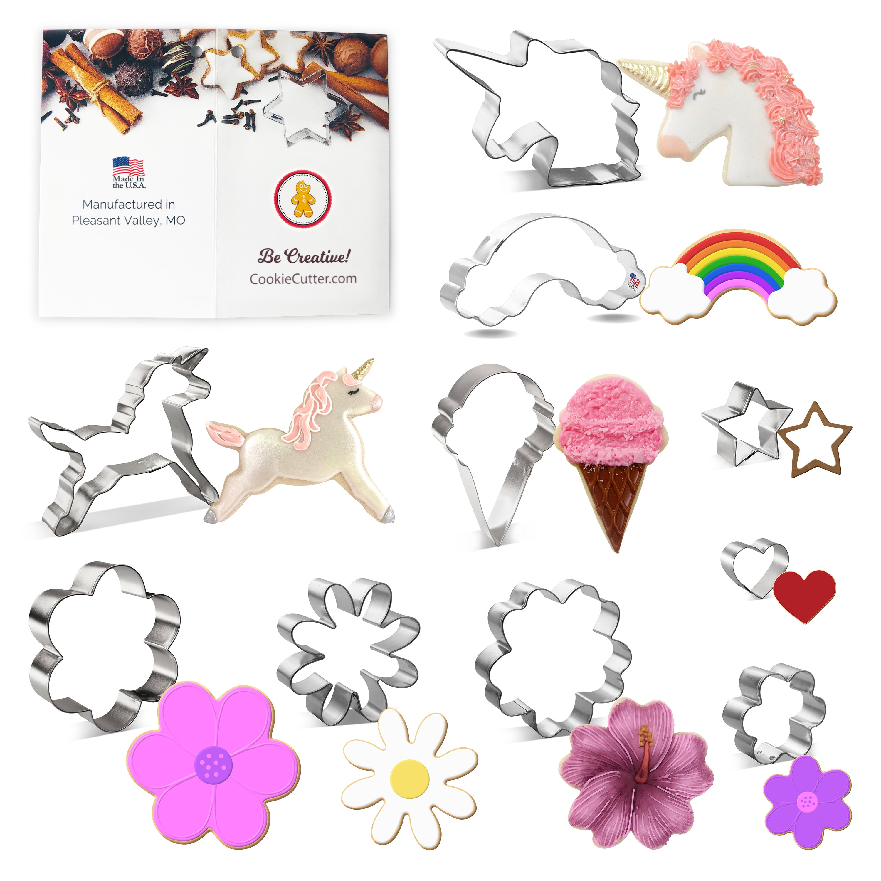 Foose Cookie Cutters Unicorn Rainbow Birthday Cookie Cutter 10 Piece ...