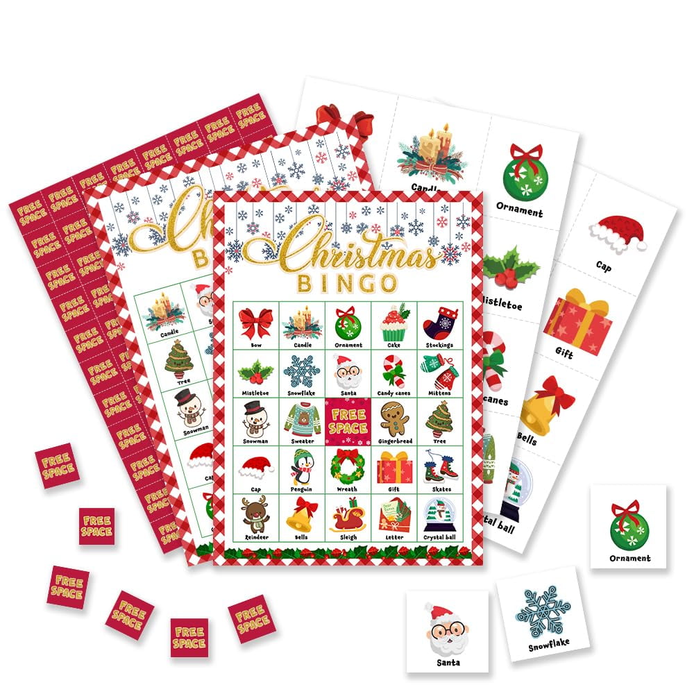 Foosproea Christmas Bingo Cards, Christmas Eve Bingo Games for 24 ...
