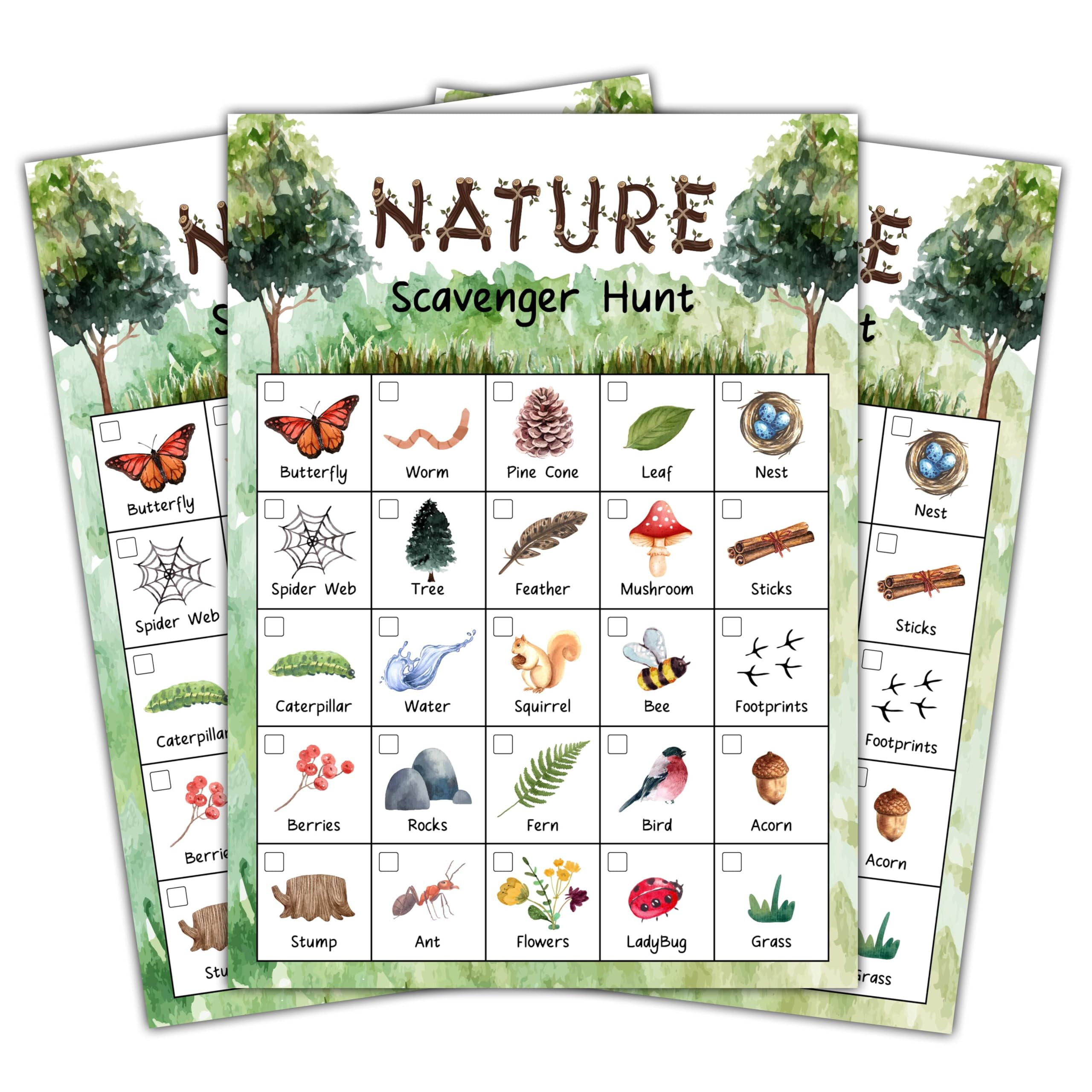 Foosproea Nature Scavenger Treasure OIF8 Hunt Games Cards for Friends ...