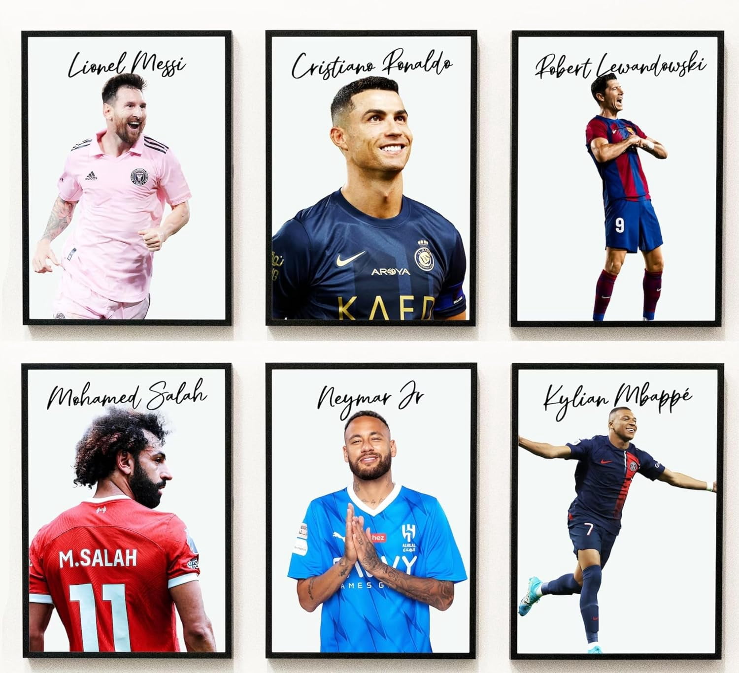 Foot Ball Super Star Soccer Players Canvas Wall Poster Set Of 6 Prints ...