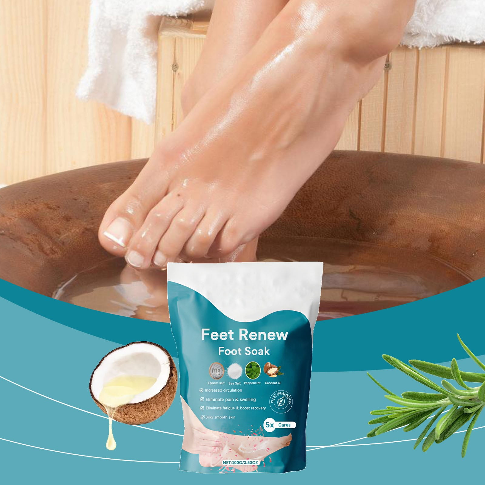 Foot Bath Salt, Circulation Boosting & Swelling Relief, 100g Dead Skin ...