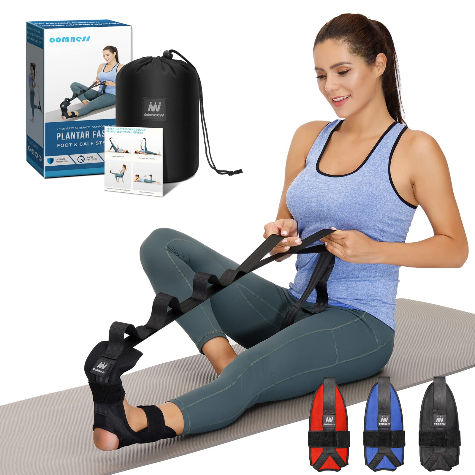 Foot and Calf Stretcher-Stretching Strap For Plantar Fasciitis, Heel ...