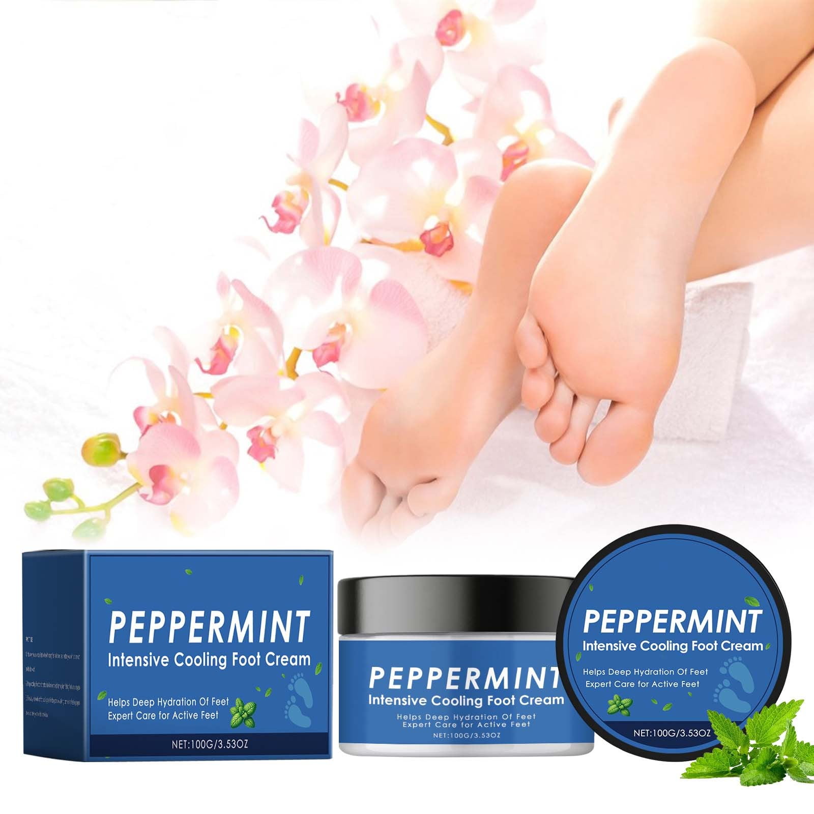 Foot Cream for Intense Cooling, Menthol Relief, 100g Peppermint formula ...