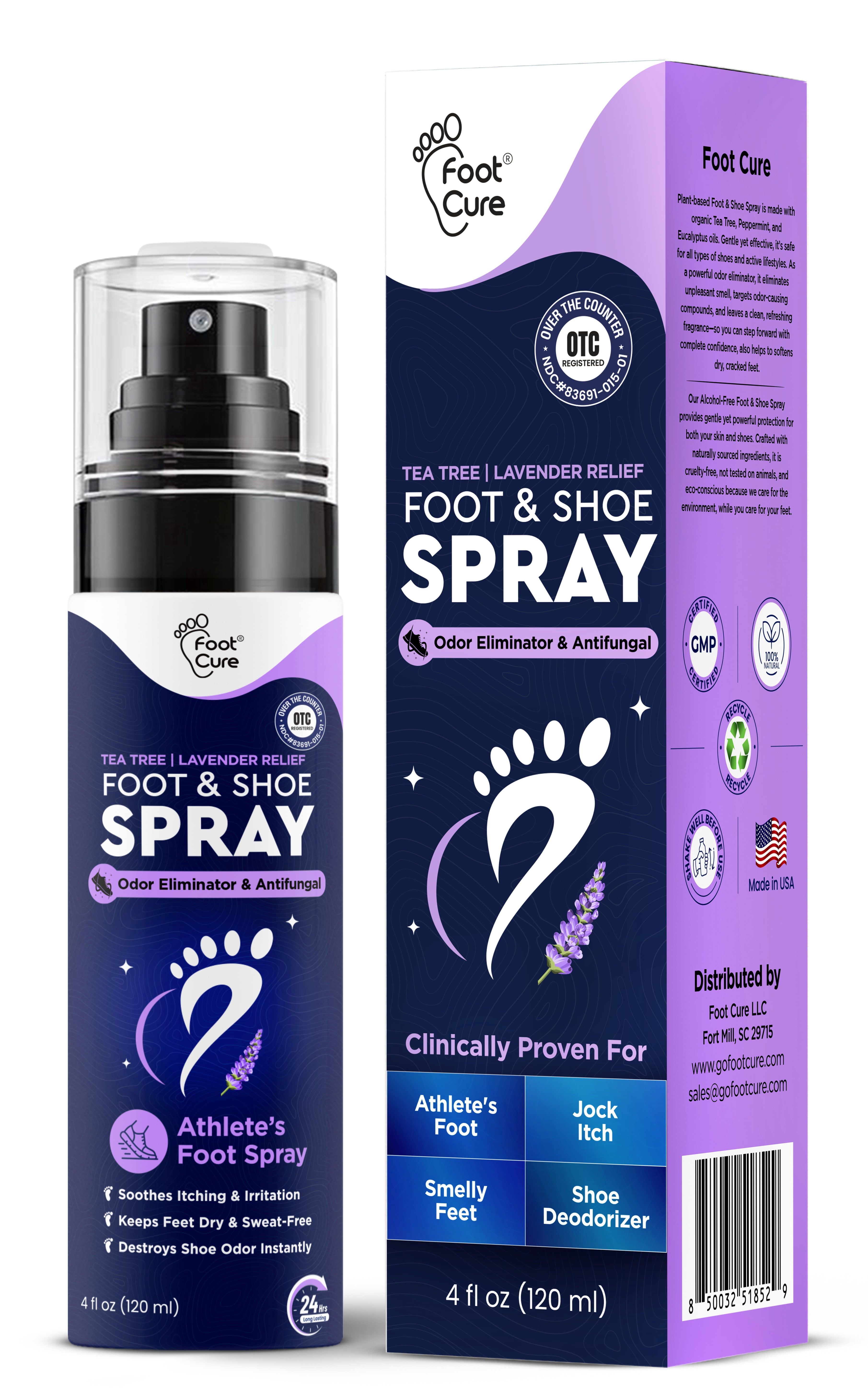 Foot Cure Shoe Deodorizer Spray - Tea Tree | Lavender Shoe Deodorizer ...
