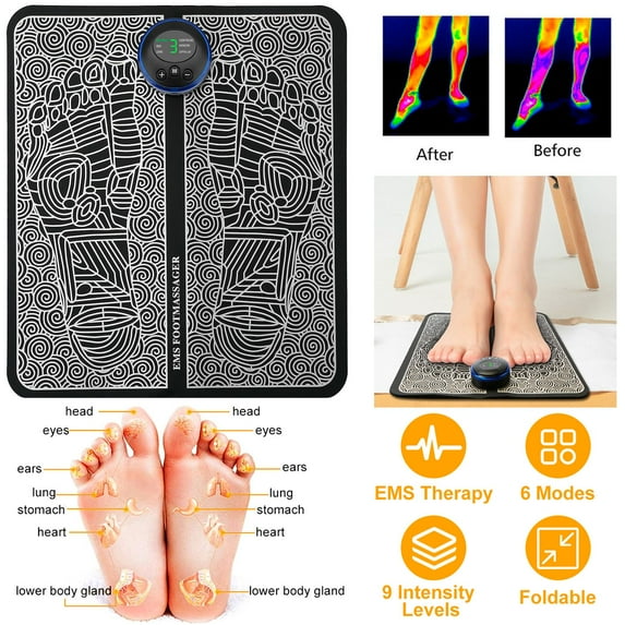 Foot Massage Pad Electric Stimulator Massager Unit Rechargeable Leg ...