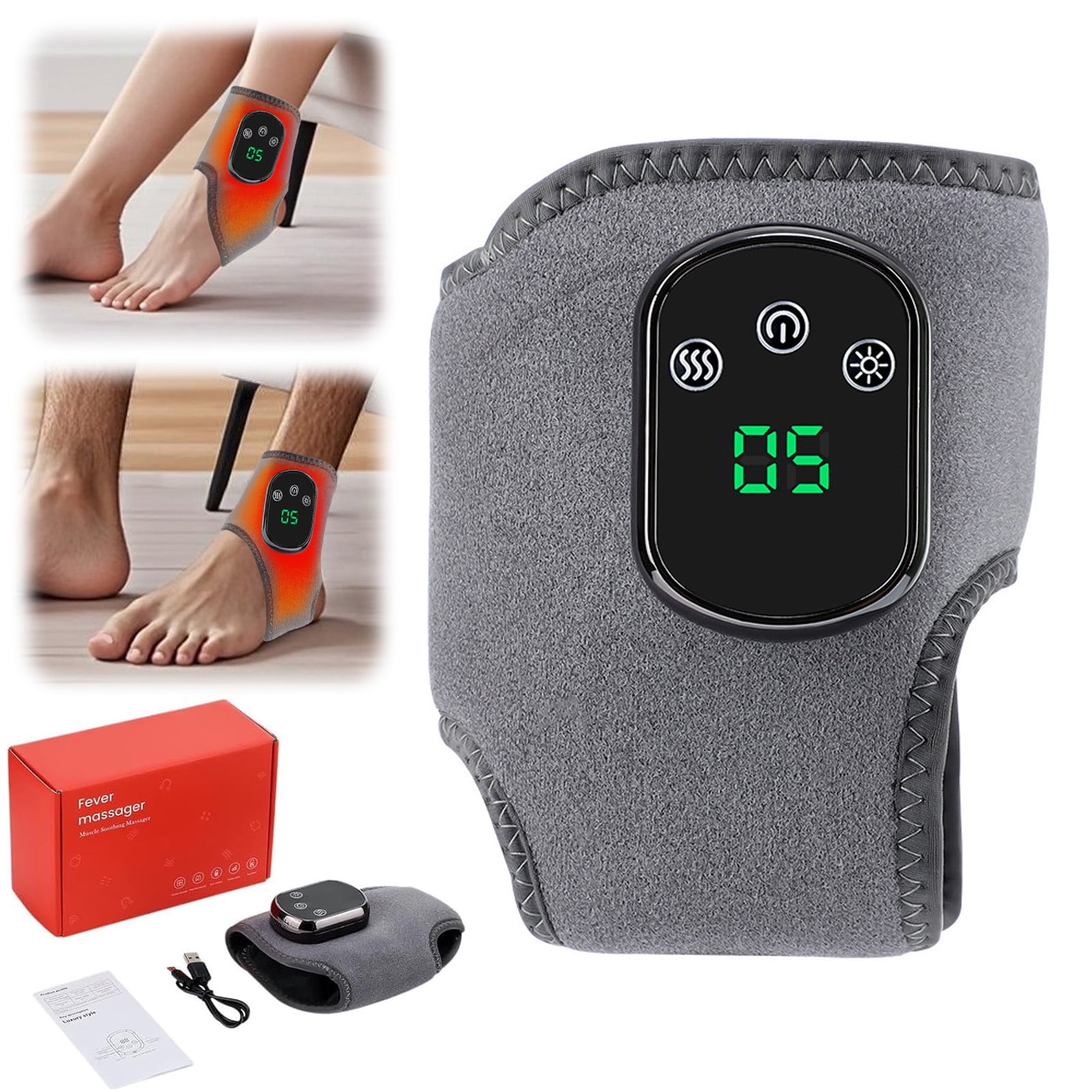 Foot Massager Machine Portable Cordless Ankle Wrap Triple Vibration ...