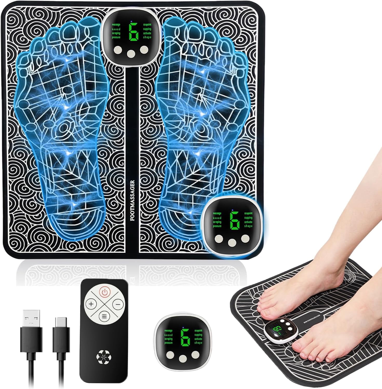 Foot Massager Pad for Plantar, Muscle Relaxation, Foldable Legs & Feet ...