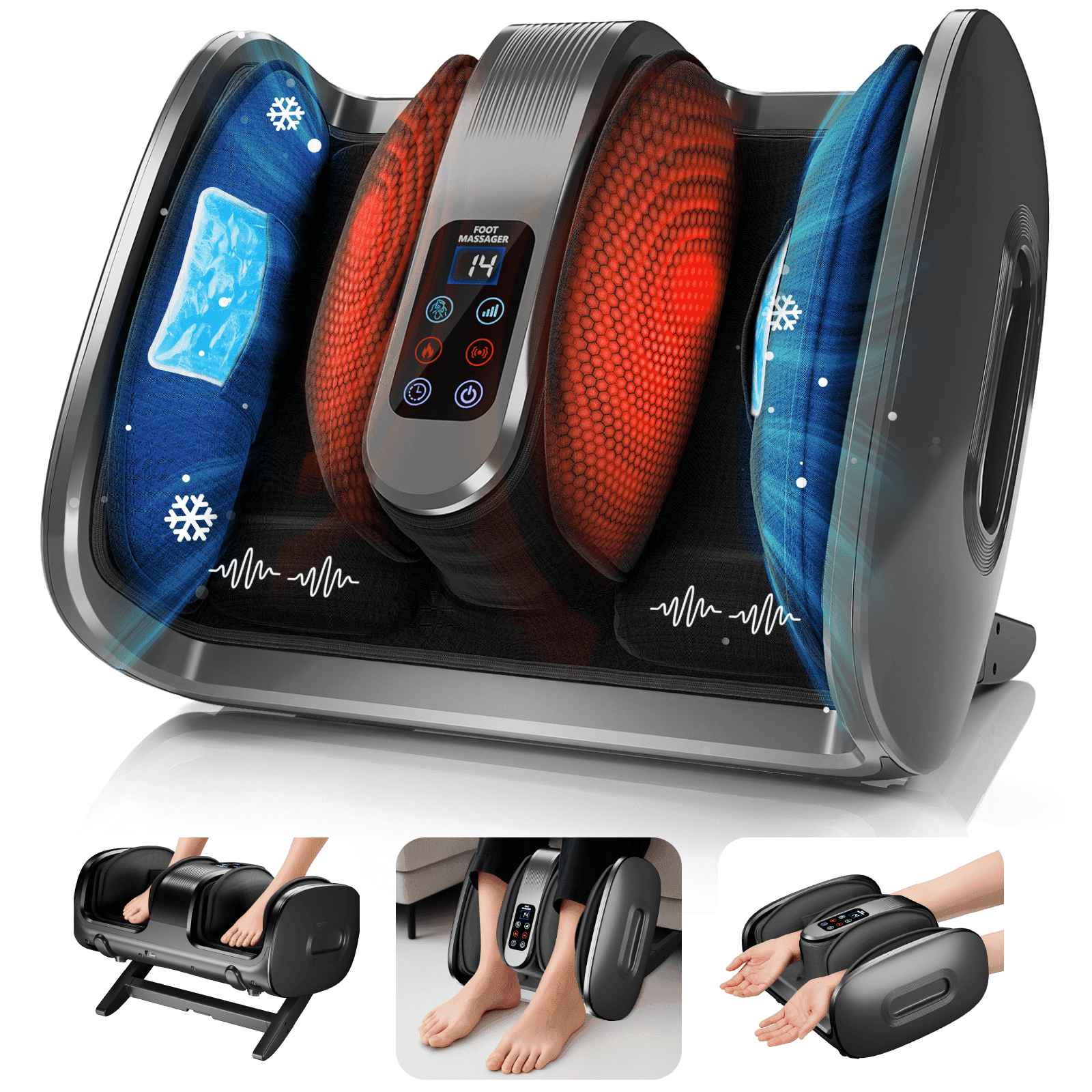 Laxodor Foot Massager - 3-in-1 Shiatsu Massager with Heat and Cold Pack ...