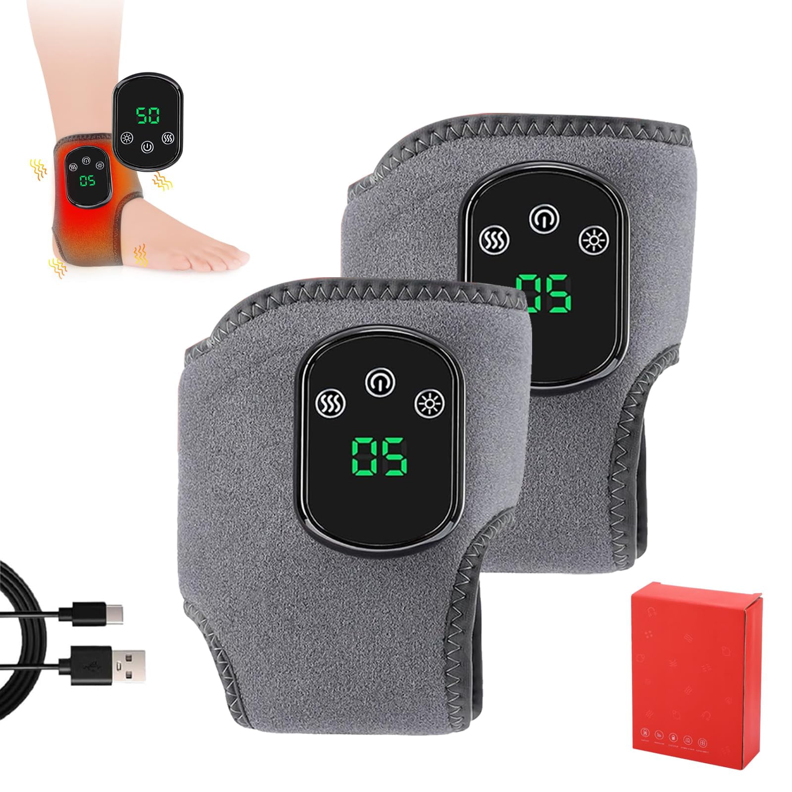 Foot Massager, Wireless Feet Massagers, 3 Vibration Mode, 5 Heat Leavel ...