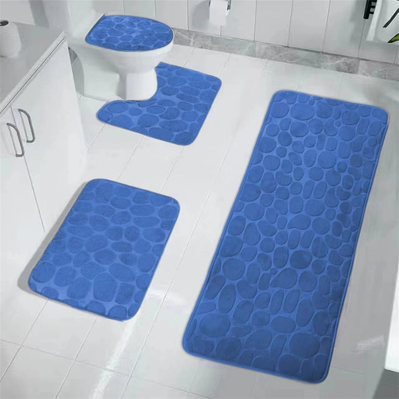 Foot Mat*1 Toilet Seat Mat*1 Bathroom Mat*1 Clearance! 1Pc Bathroom Three Embossed 50*80Cm+50 ...