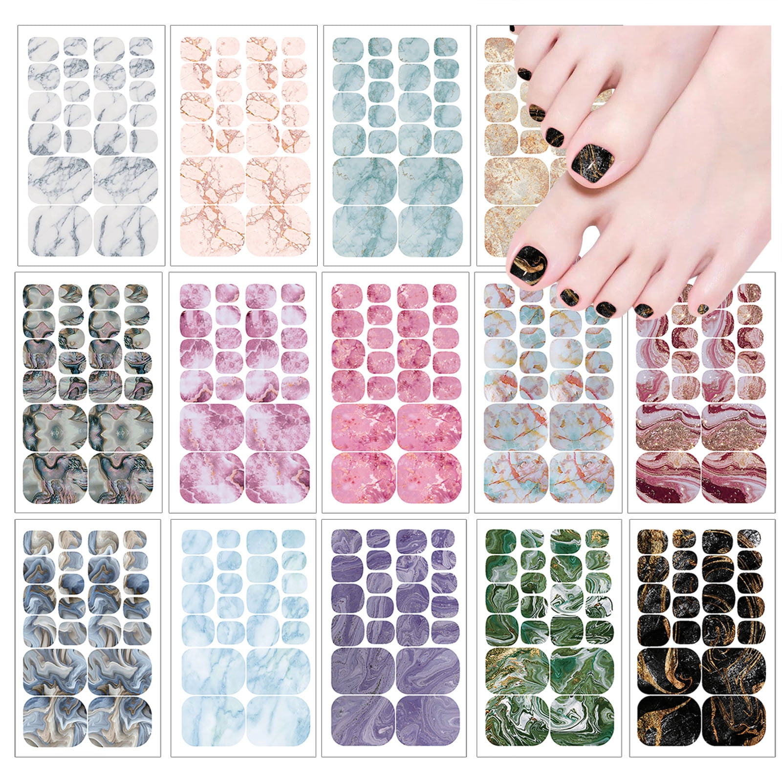 Foot Nail Stickers, Toenail Stickers for Women Nail Art Wraps Toe Nail ...