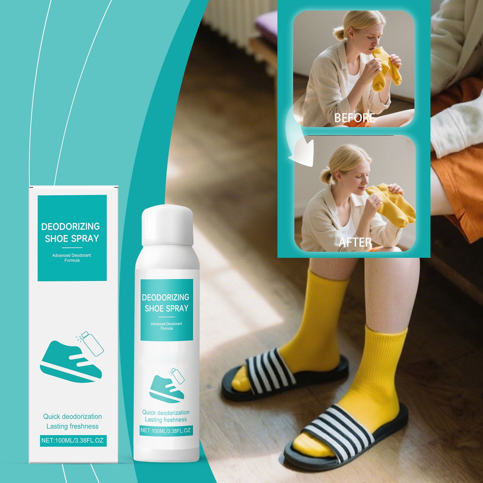 Foot Odor Eliminator, Shoe And Sock Deodorizer, Long Lasting Shoe ...