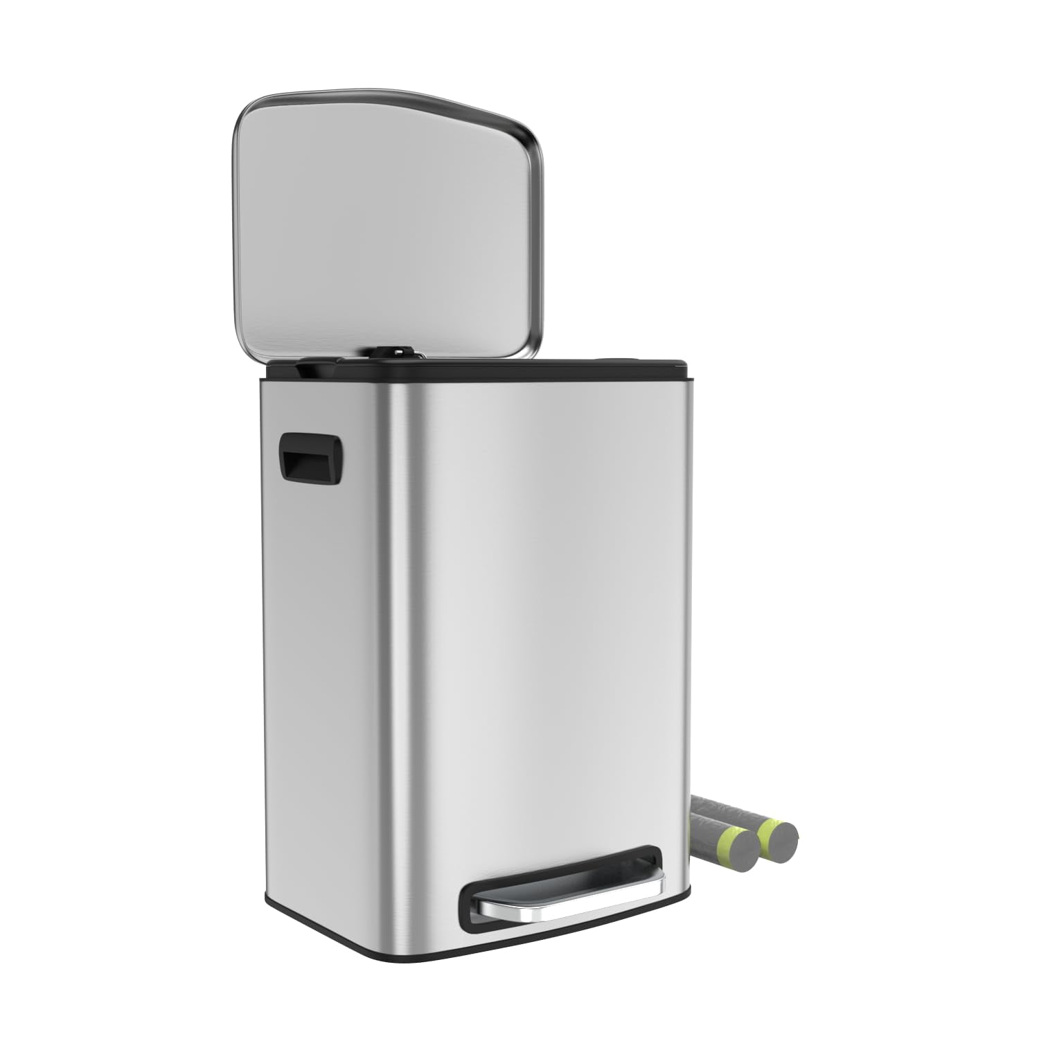 Foot Pedal Trash Can with Soft Close Quiet Lid, Stainless Steel ...