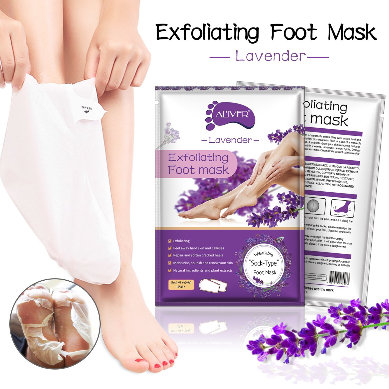 Foot Peel Mask 4 Pcs, Peeling Away Calluses and Dead Skin Cells, Make ...