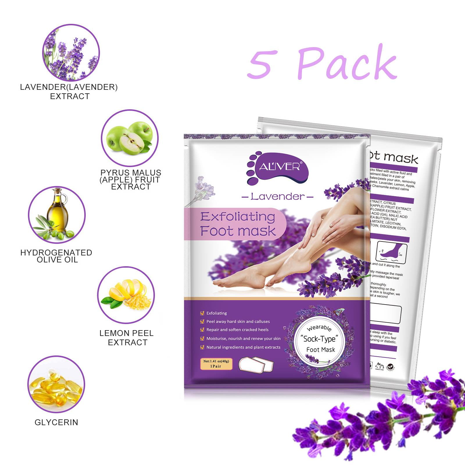 Foot Peel Mask by Aliver, Exfoliator Peel Off Calluses Dead Skin Callus ...