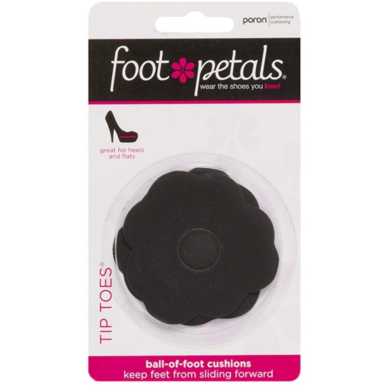 Foot Petals Mens 72052.FP.00001 Tip Toes Ball of Foot Black - Walmart.com