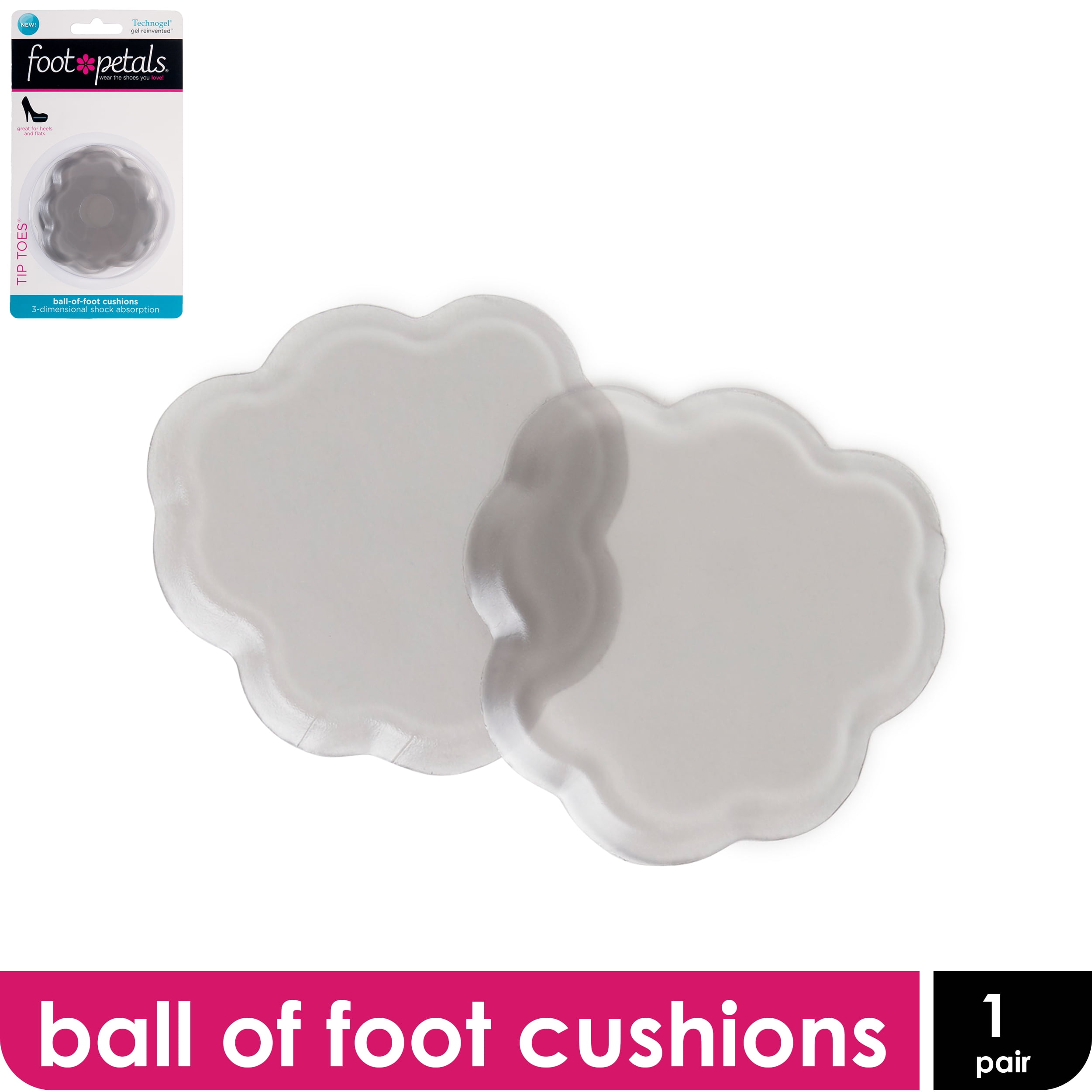 Foot Petals Technogel Tip Toes Ball of Foot Cushions - Cushioned Ball ...