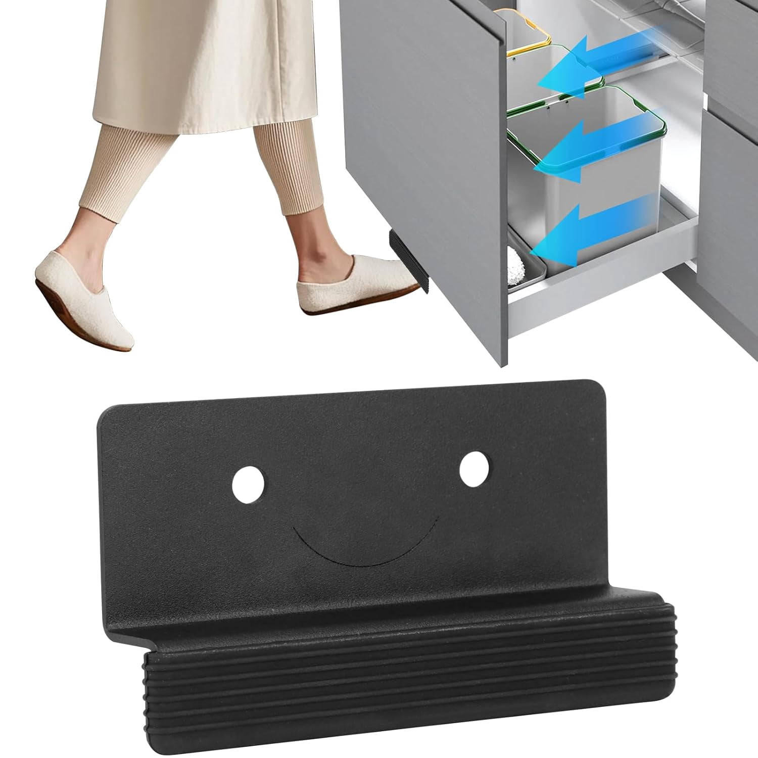 Foot Pull for Trash Cabinet Drawer, Cabinet Foot Pull, Touchless Hands ...