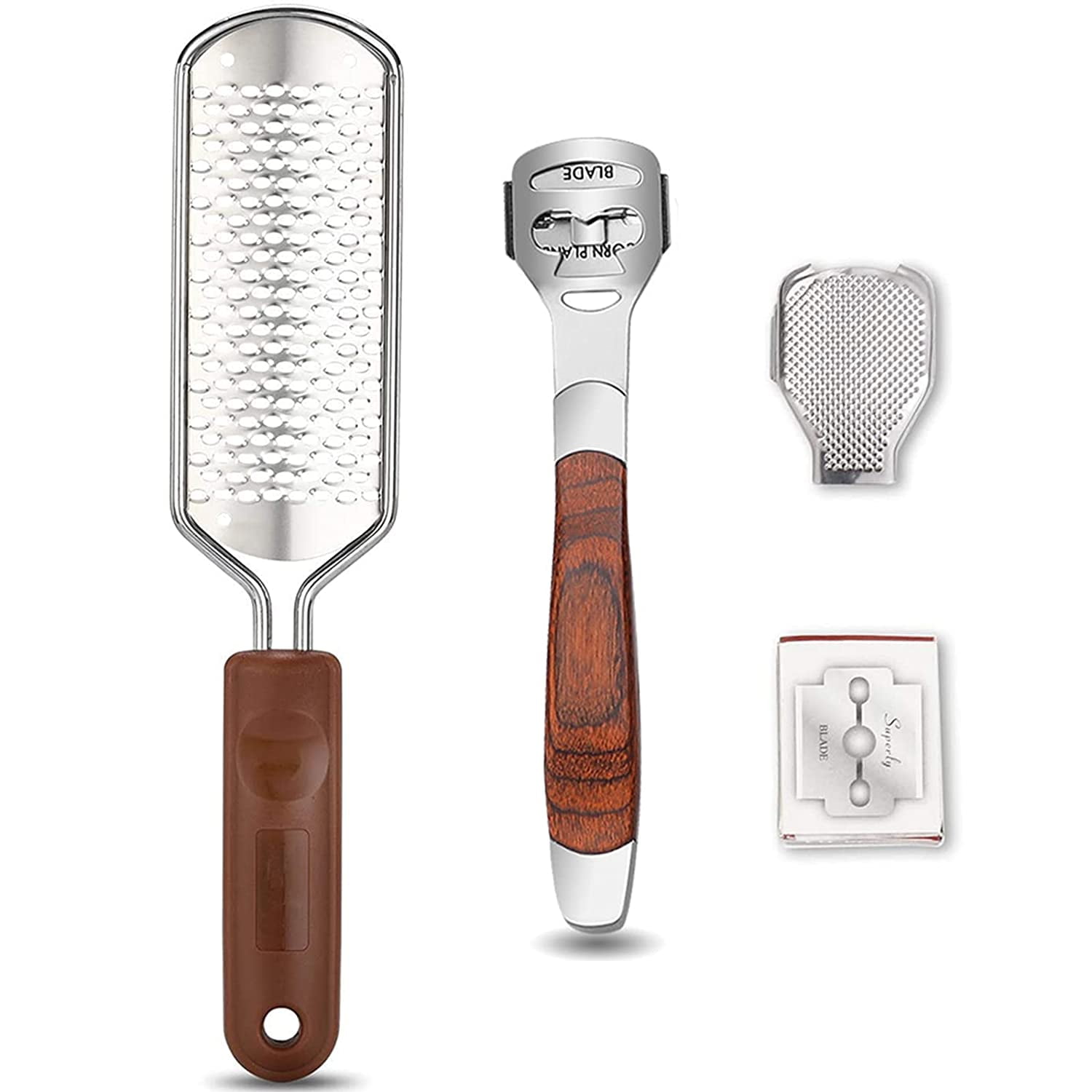 Foot Rasp & Wood Handle Callus Shaver (10 Replacement & 1 Foot File ...